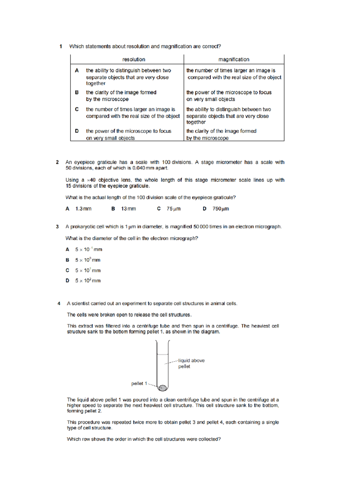 Multiple-choice questions in biology, not very difficult - 1 Which ...