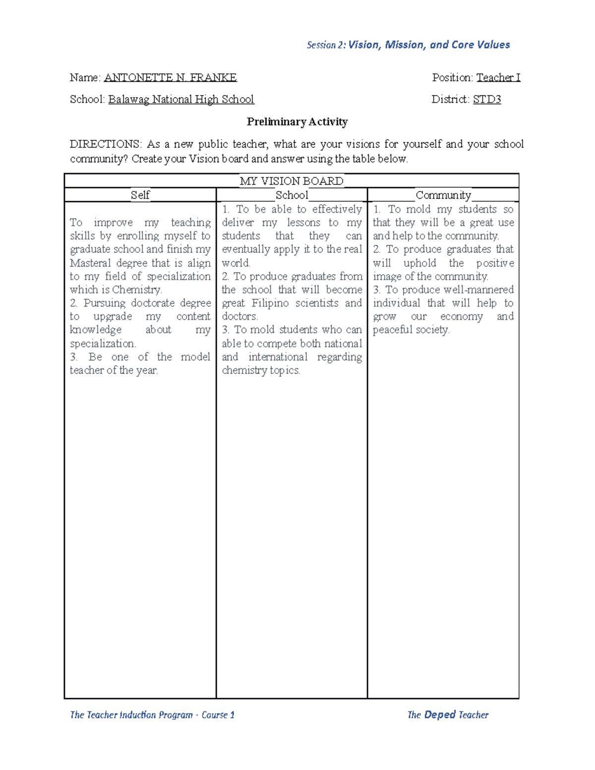 Course 1Module 1Session 2 Preliminary Activity - Session 2: Vision ...