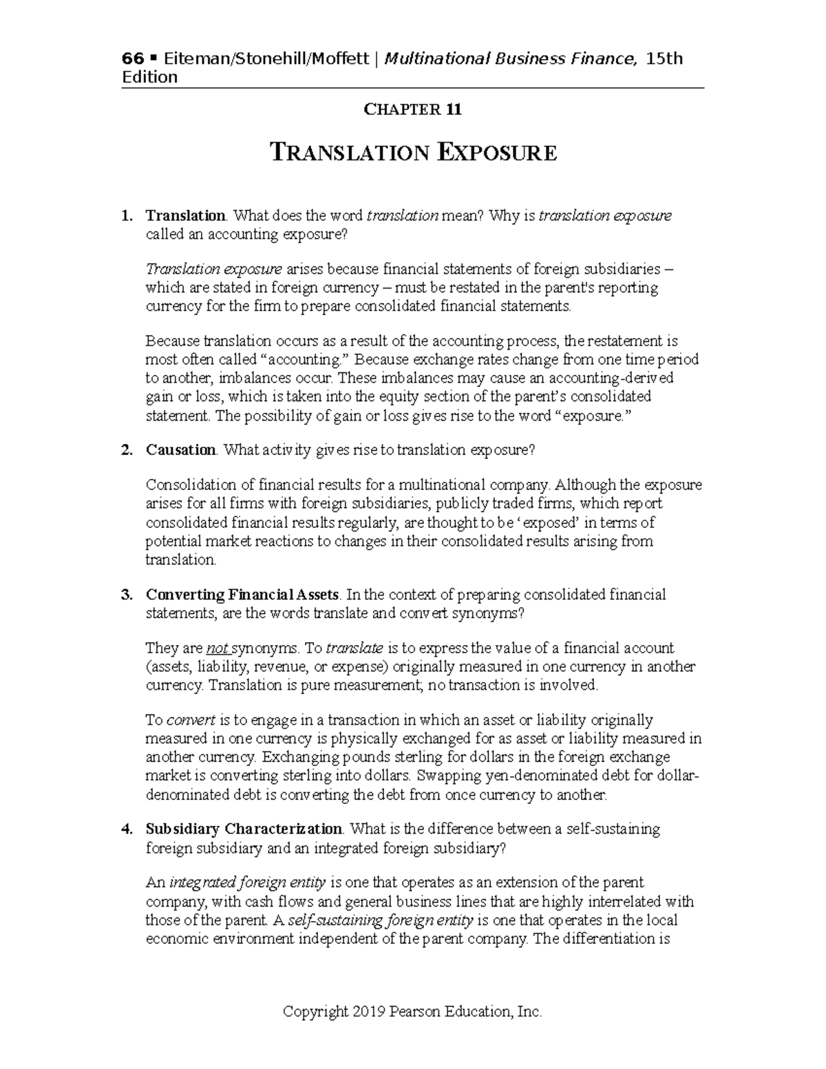 Chap11 Ques MBF15e - Edition CHAPTER 11 TRANSLATION EXPOSURE 1. Translation. What does the word ...