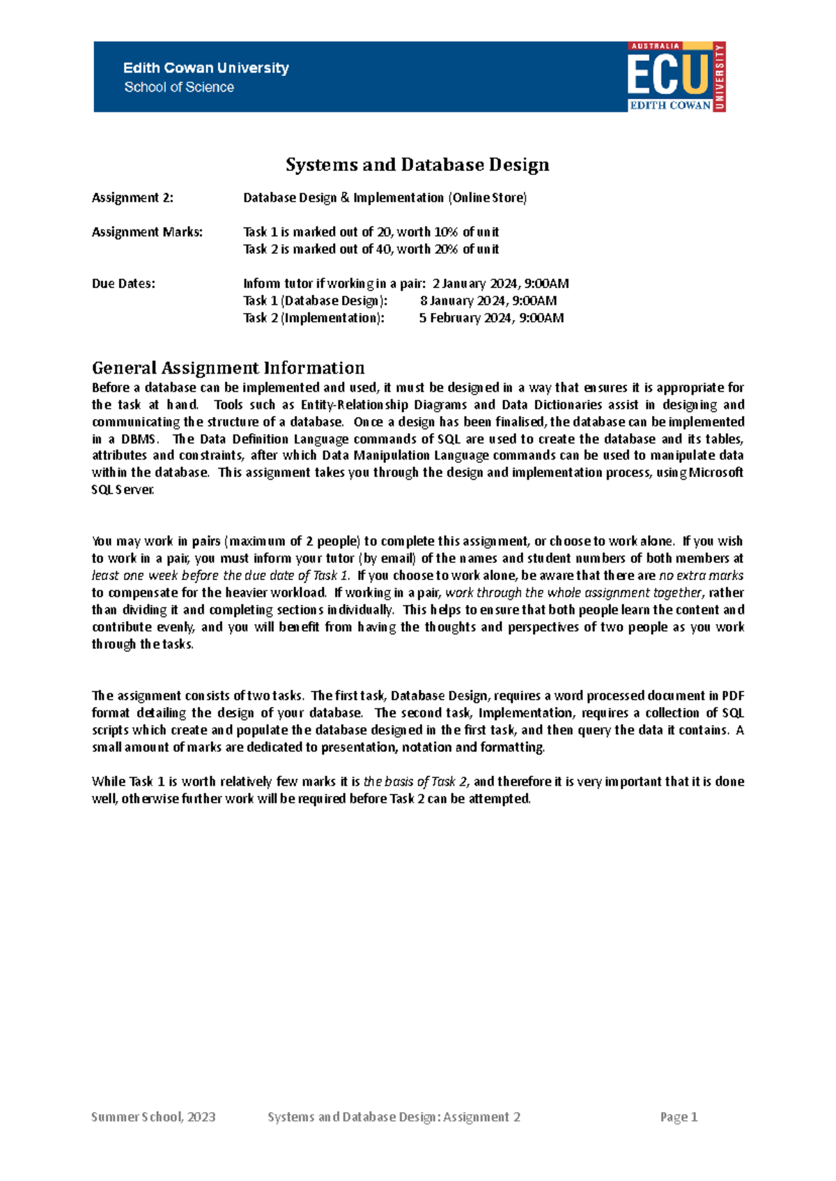 SDD Project 240 - notes - Systems and Database Design Assignment 2 ...