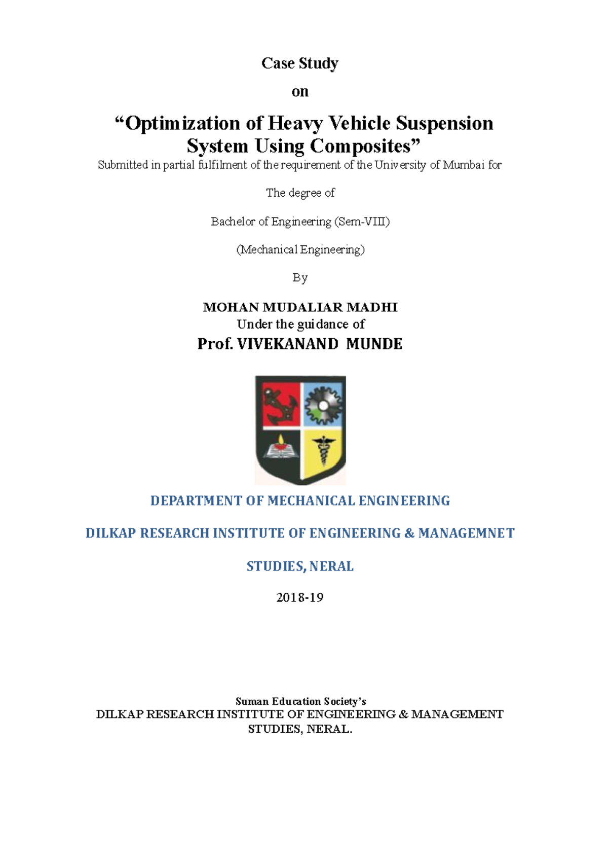 CASE Study Automobile - Case Study on “Optimization of Heavy Vehicle ...