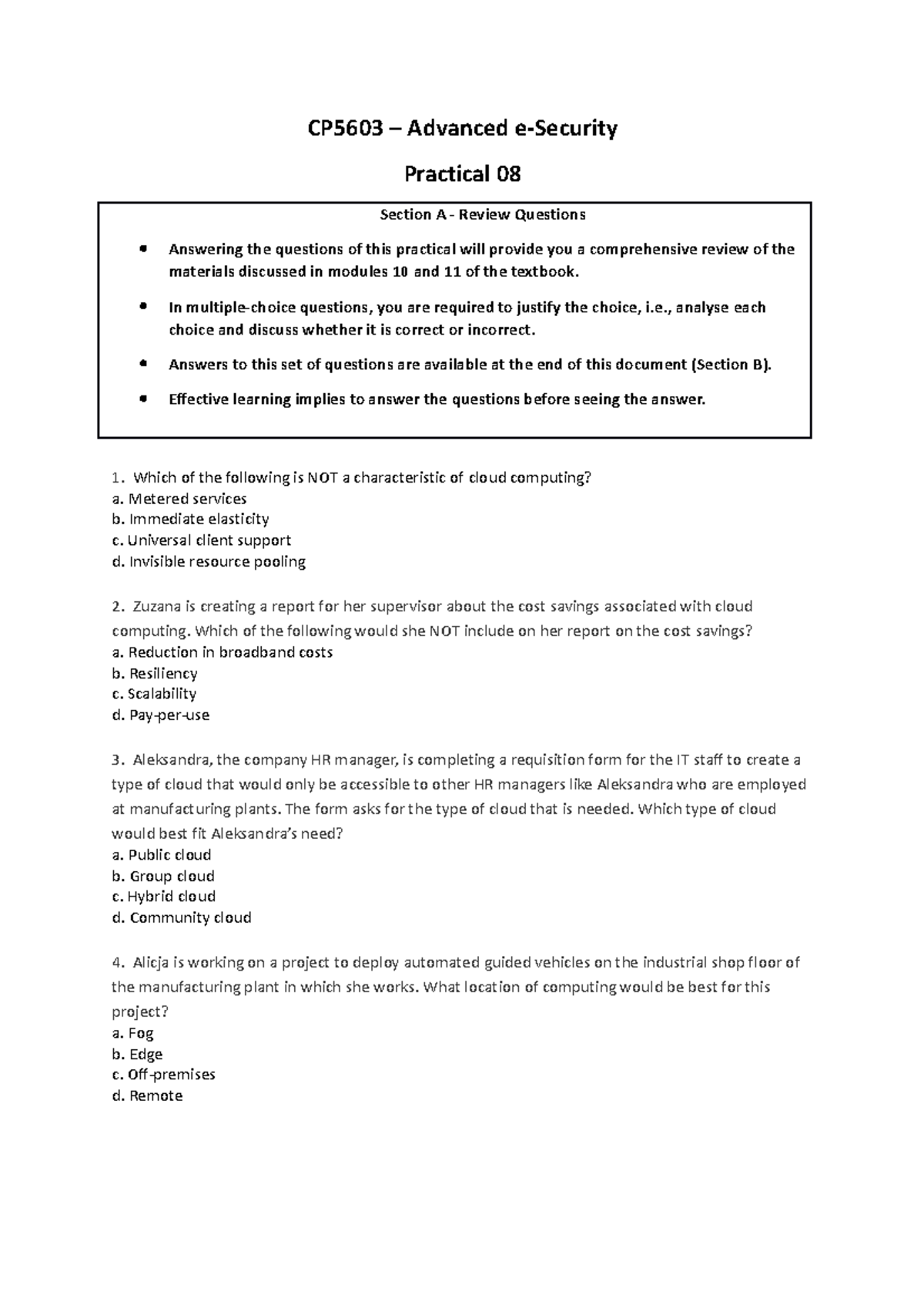 CP5603-Practical-08 - hghjg - CP5603 – Advanced e-Security Practical 08 Section A - Review ...