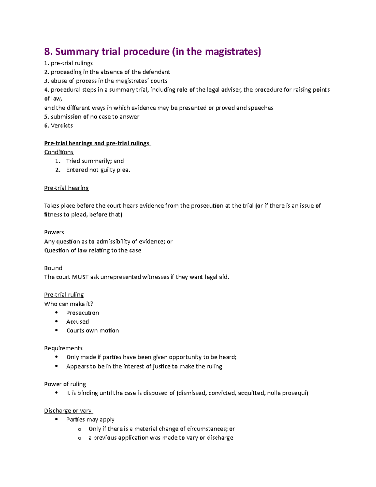 8. Summary trial procedure - 8. Summary trial procedure (in the ...