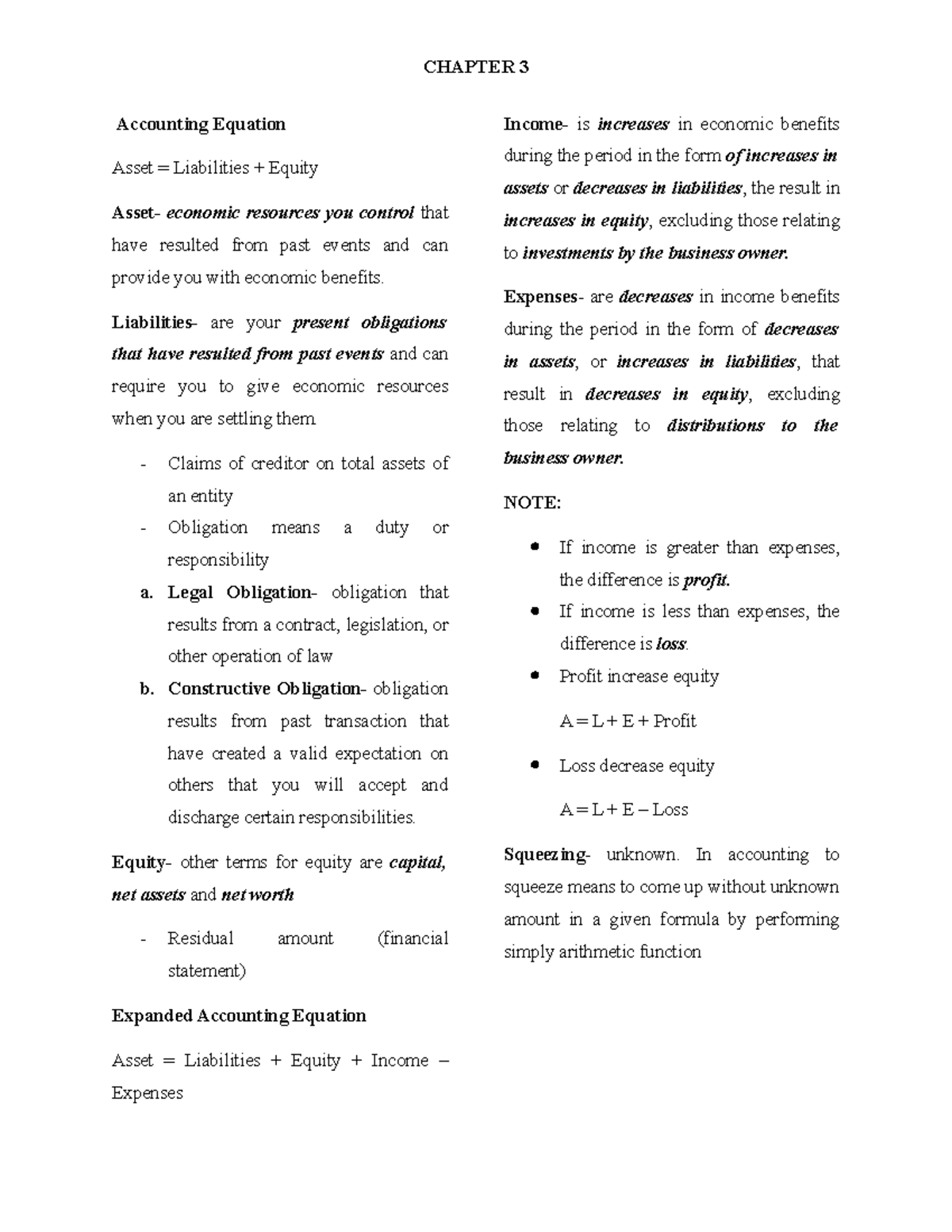 Financial accounting and Reporting (LESSON3) - Accounting Equation ...