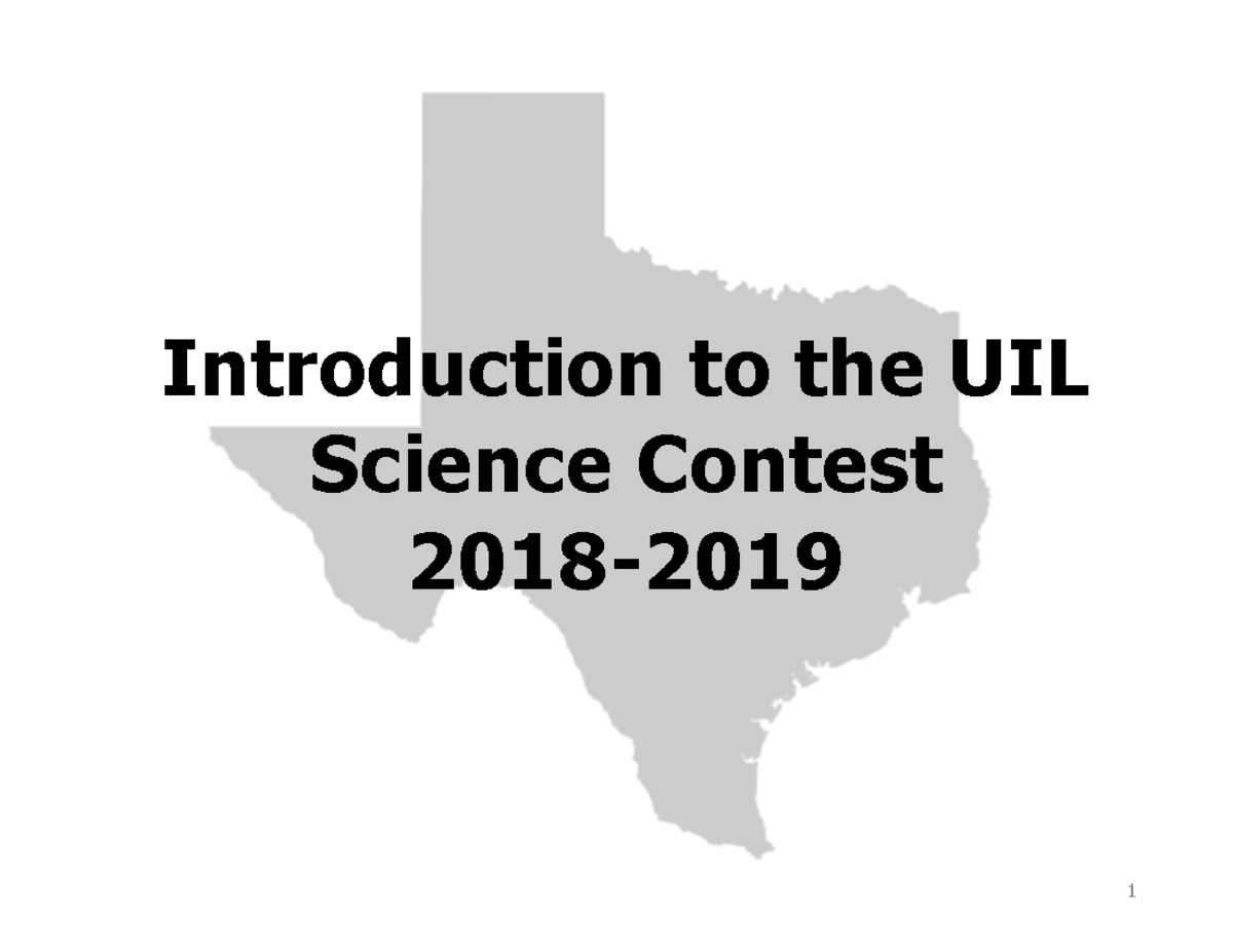 science practice - Introduction to the UIL Science Contest 2018 - 2019 ...