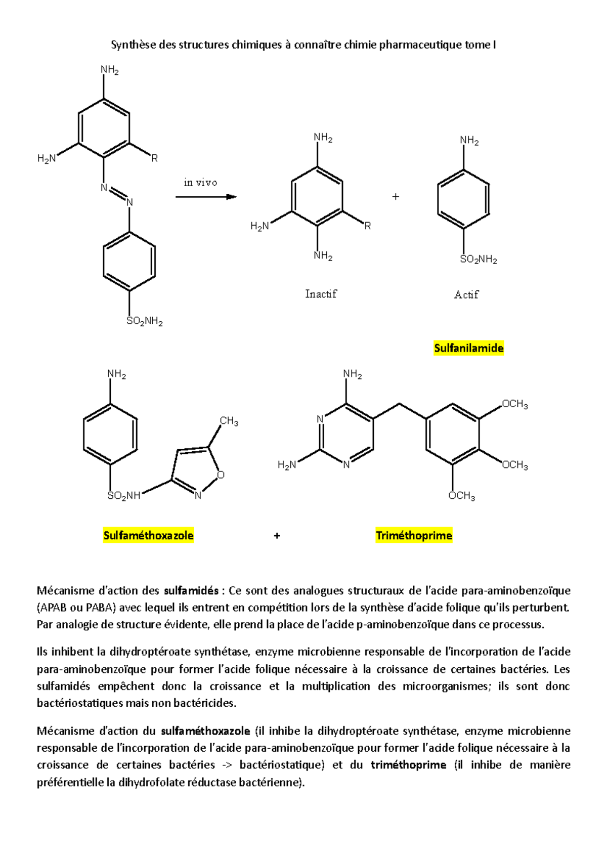 Synthèse des structures chimiques à connaître chimie pharmaceutique ...