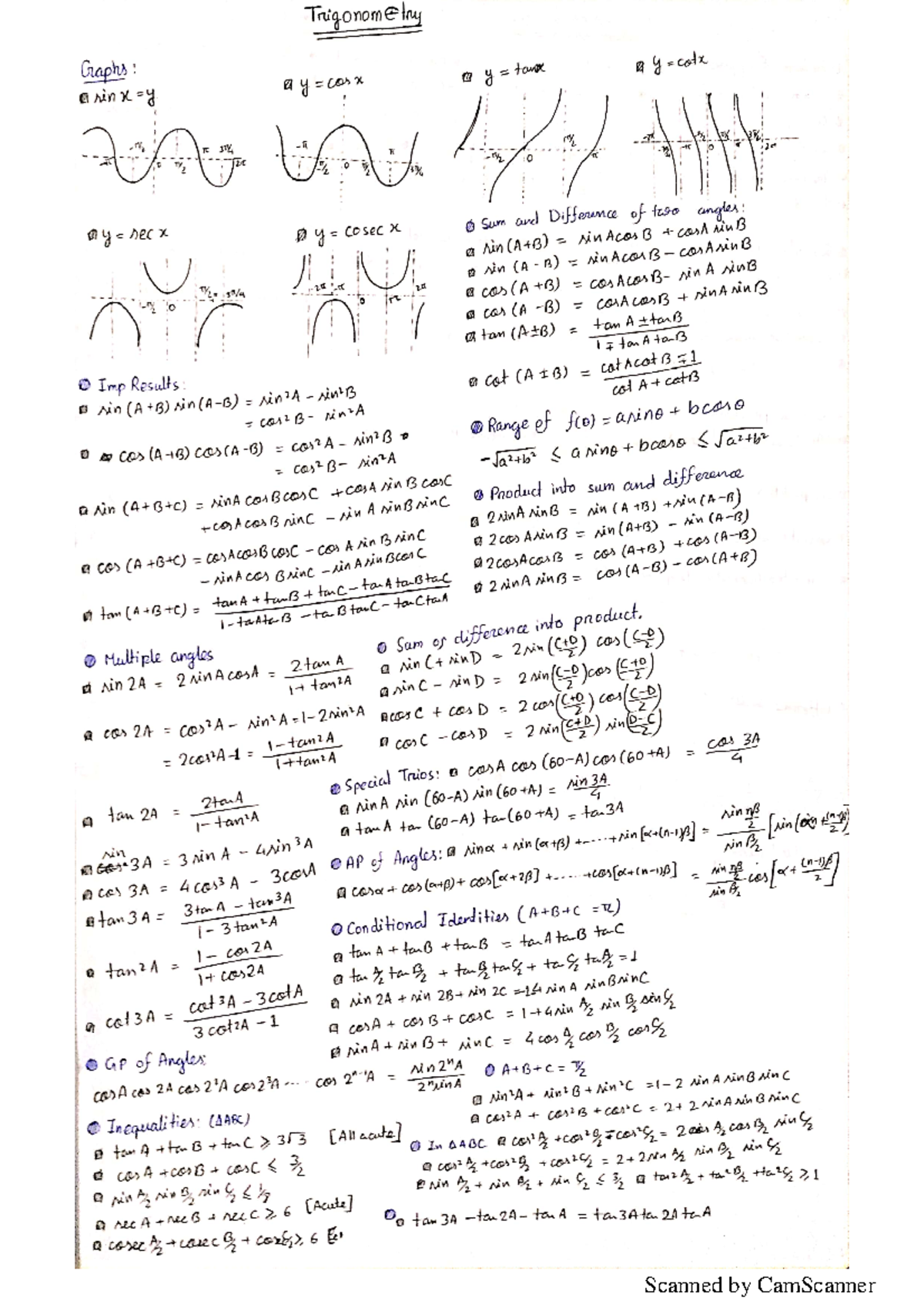 Maths Short Notes - Engineering mathematics important formulas - Studocu