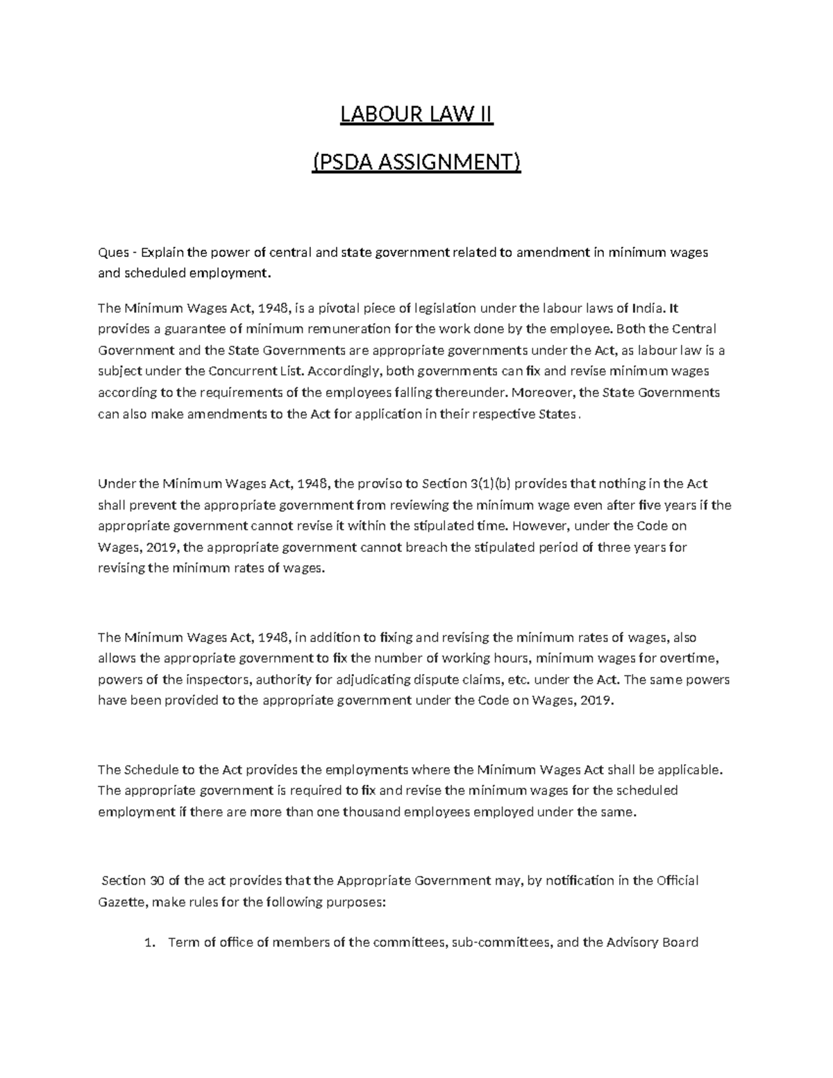 Labour LAW II Power OF appropriate goverment - LABOUR LAW II (PSDA ...