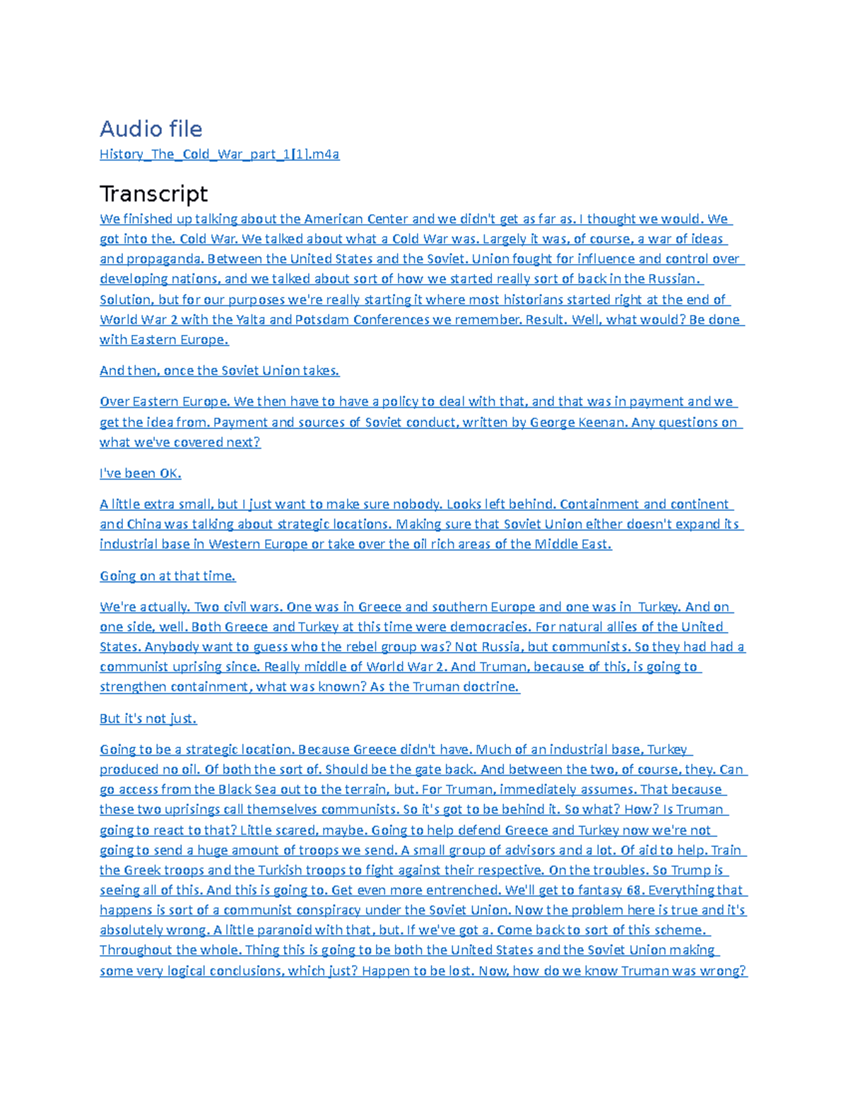 Cold War part 1 - Lecture Notes - HIST 1302 - TAMUK - Studocu