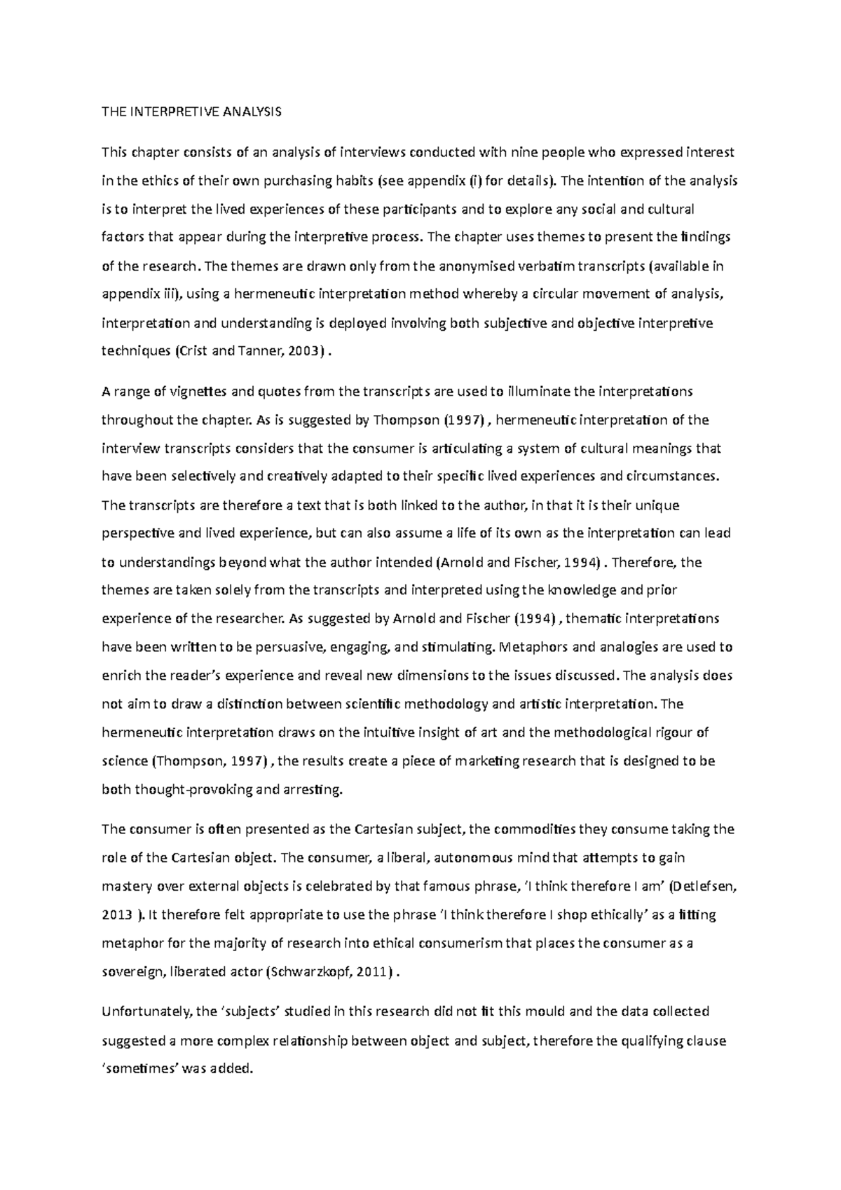 THE Interpretive Analysis - THE INTERPRETIVE ANALYSIS This chapter ...