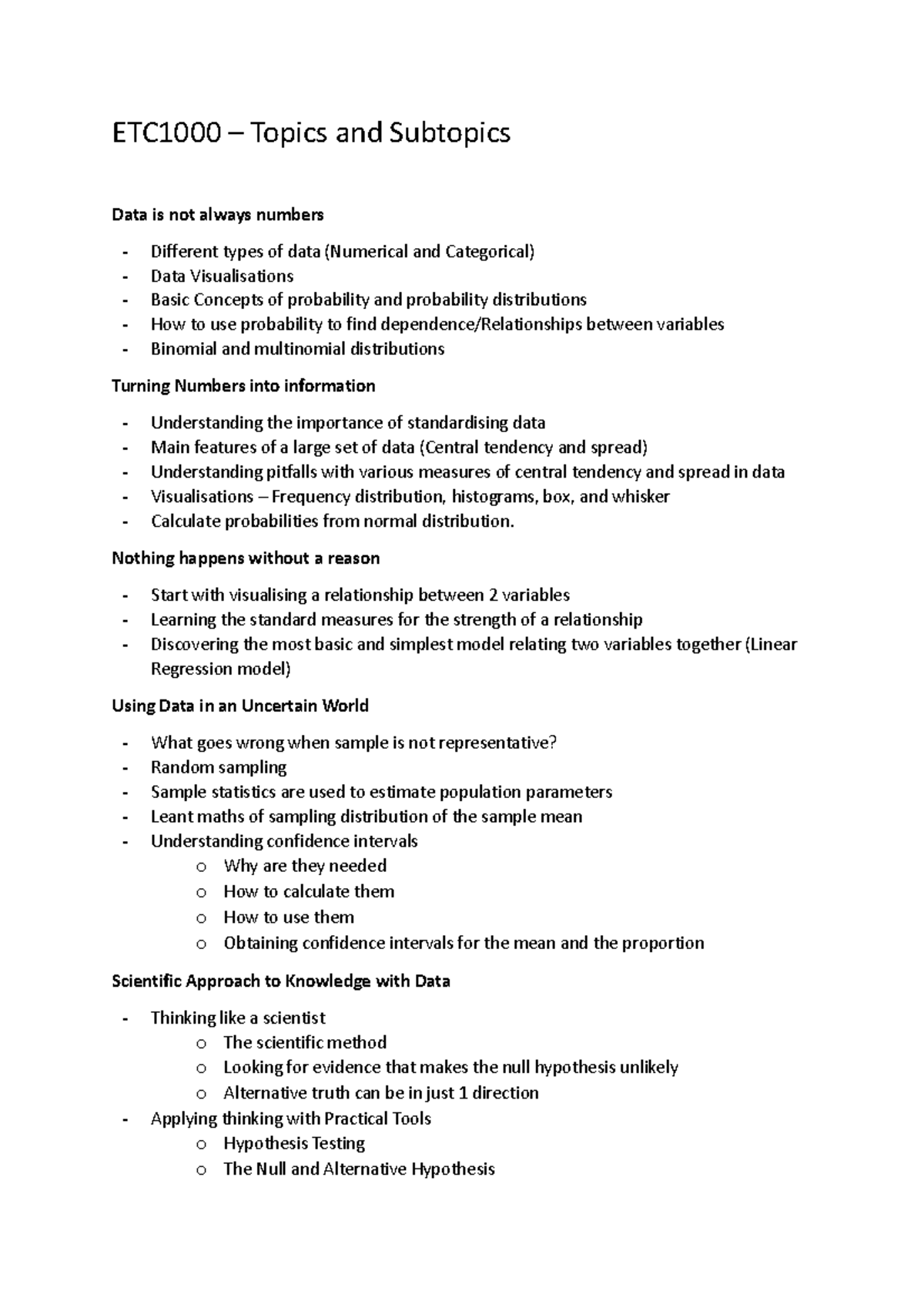 ETC1000 Topics and Revision Document - ETC1000 – Topics and Subtopics ...