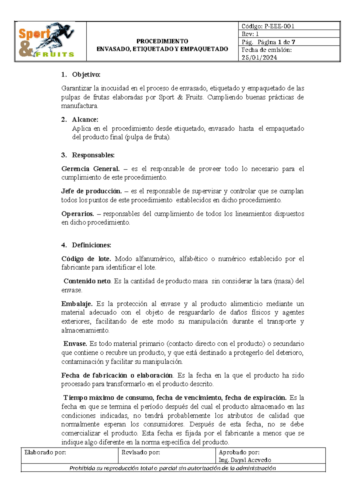 Procedimiento De Etiquetado Empaquetado P Eee 005 Procedimiento