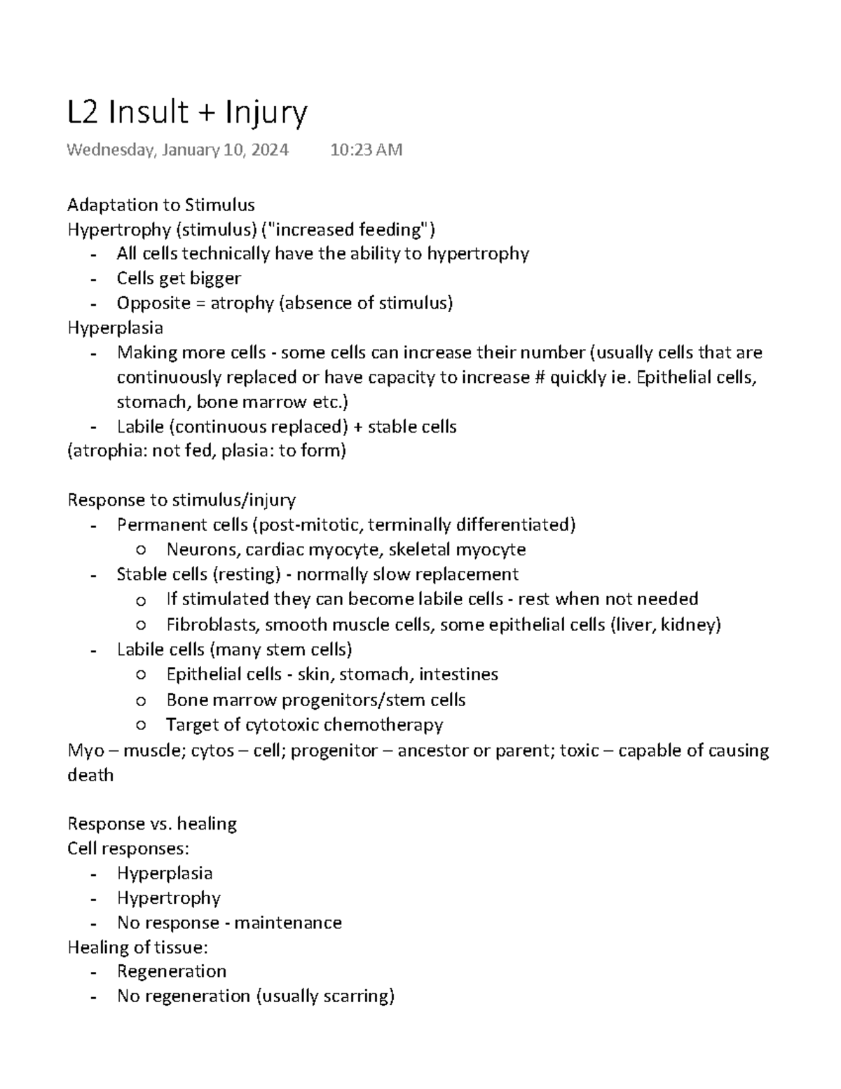 L2 Insult + Injury - Adaptation to Stimulus Hypertrophy (stimulus ...