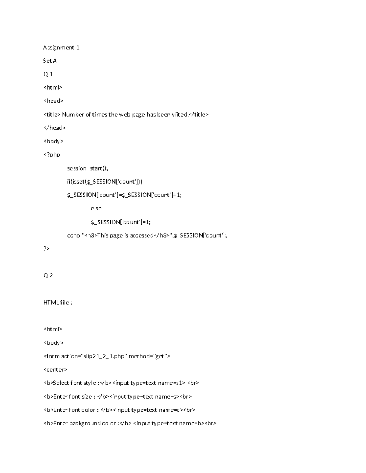 Wt assignment 1 soln - practical solutions - Assignment 1 Set AQ 1 - Studocu
