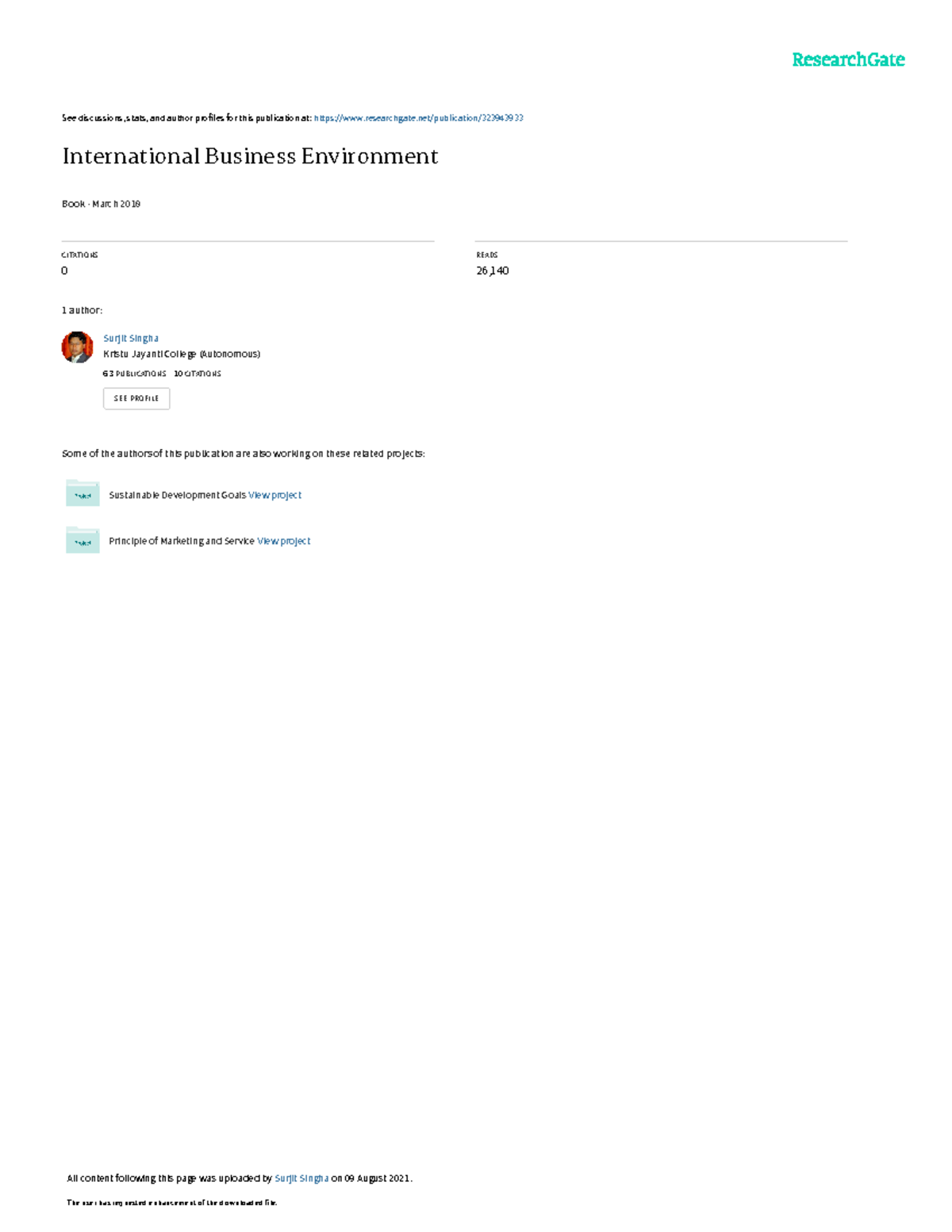 International Business Environment Text Book PDF - See discussions ...