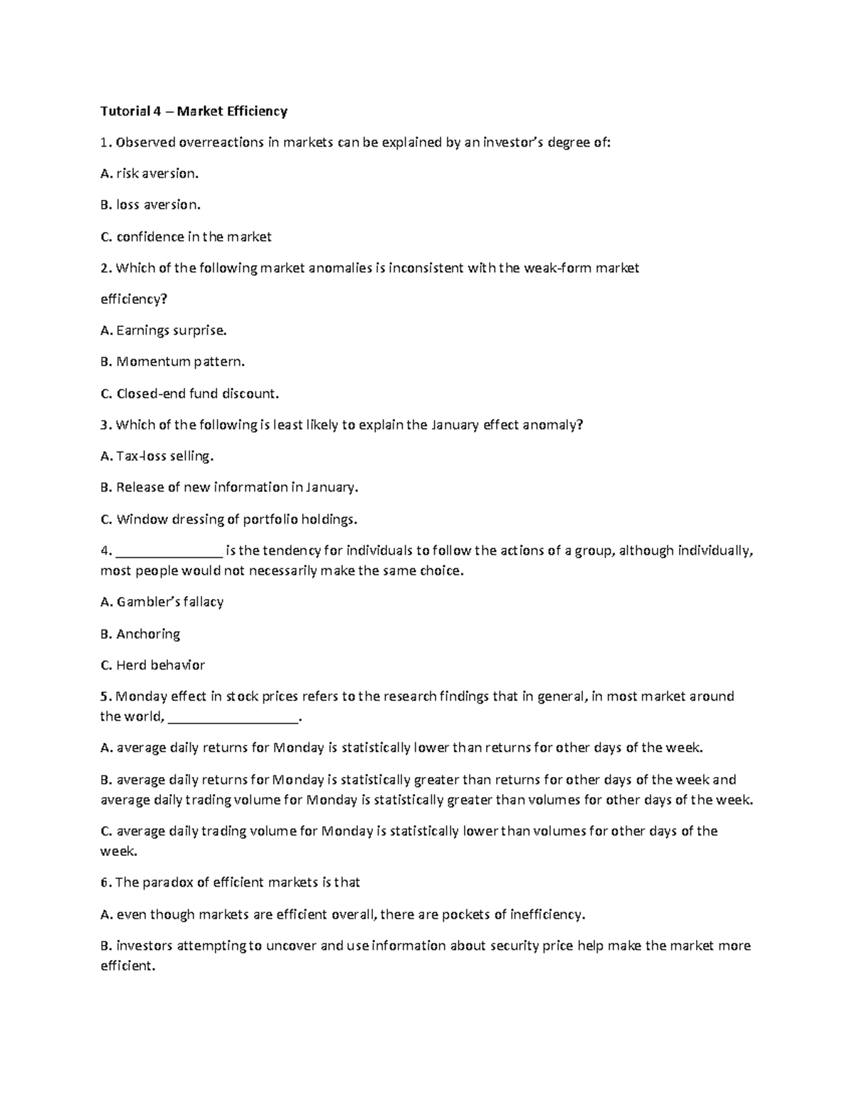 Tutorial 4 IVM - Tutorial 4 – Market Efficiency Observed overreactions ...