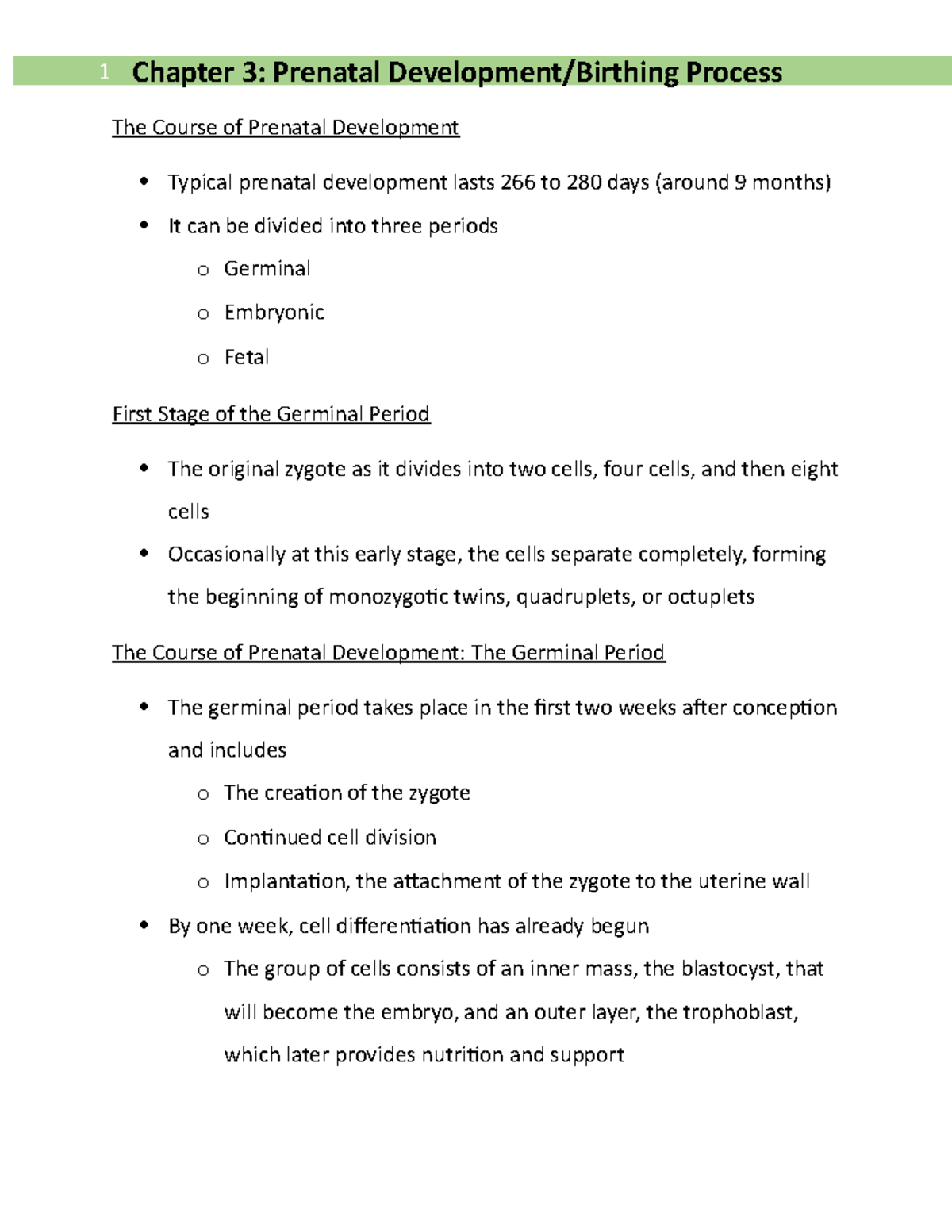 Ch 3 - Prenatal Development - The Course of Prenatal Development ...