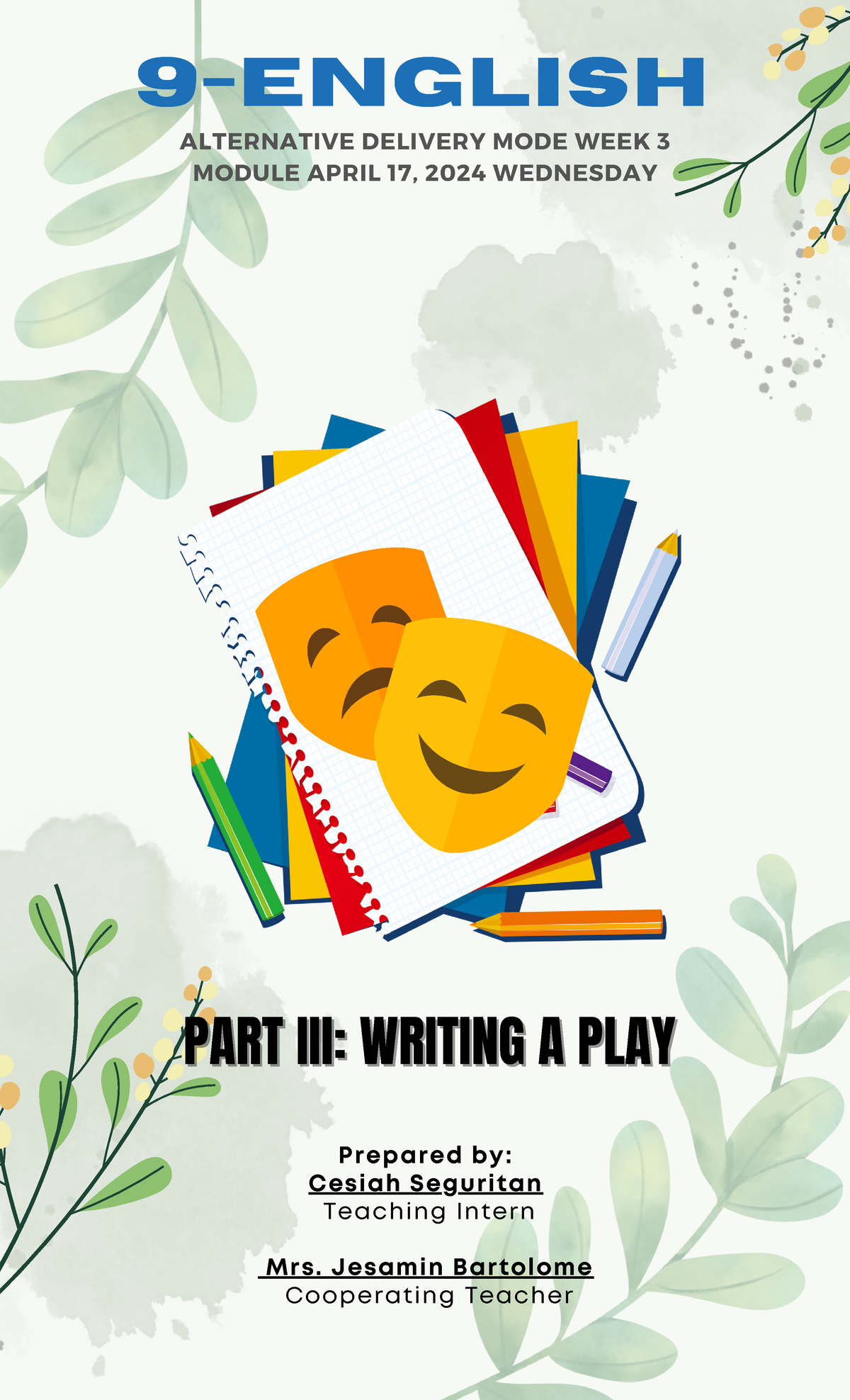 ADM April 17 PM English 9 - 9-ENGLISH ALTERNATIVE DELIVERY MODE WEEK 3 ...