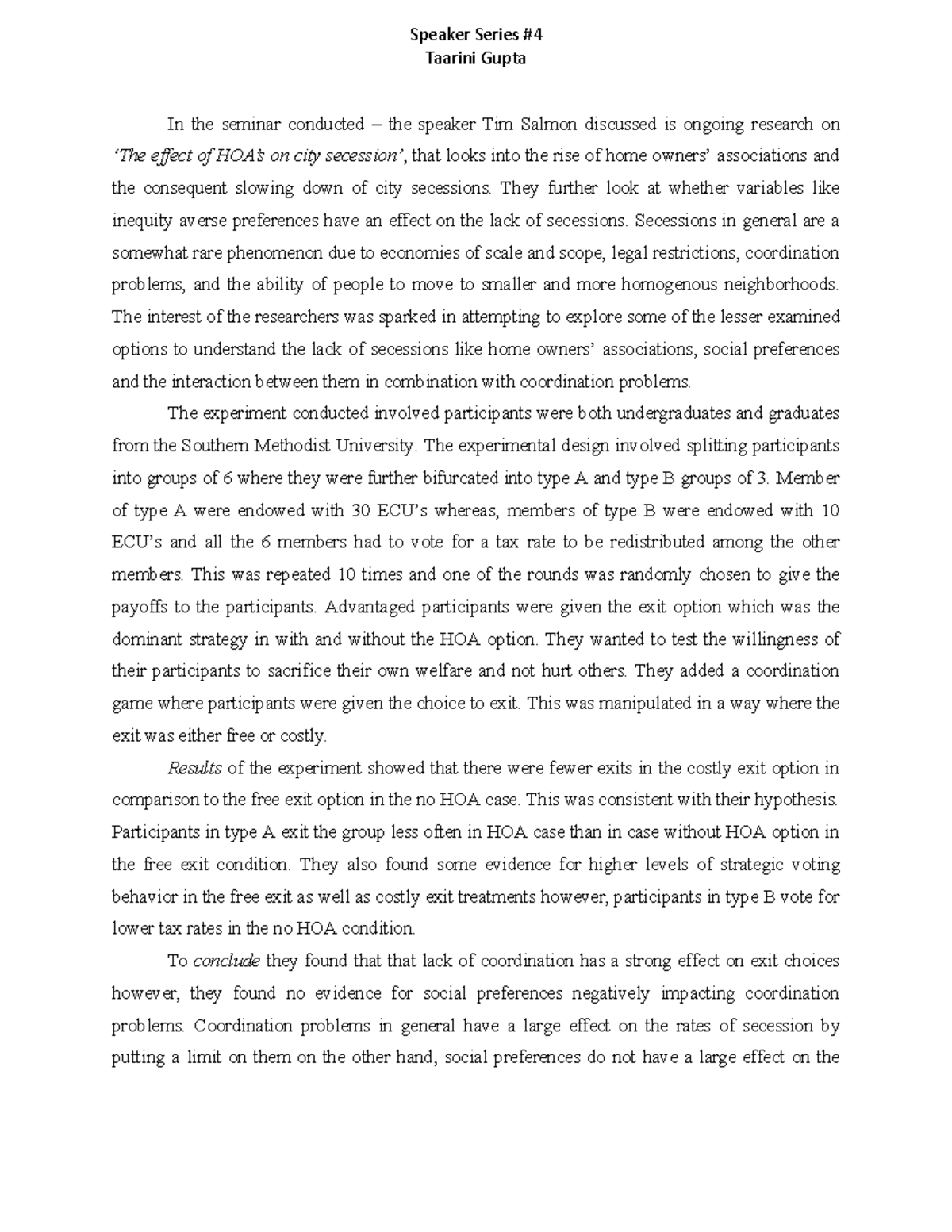 Seminar Paper#4 - Class taught by Dr. Eugen Dimant - Speaker Series ...