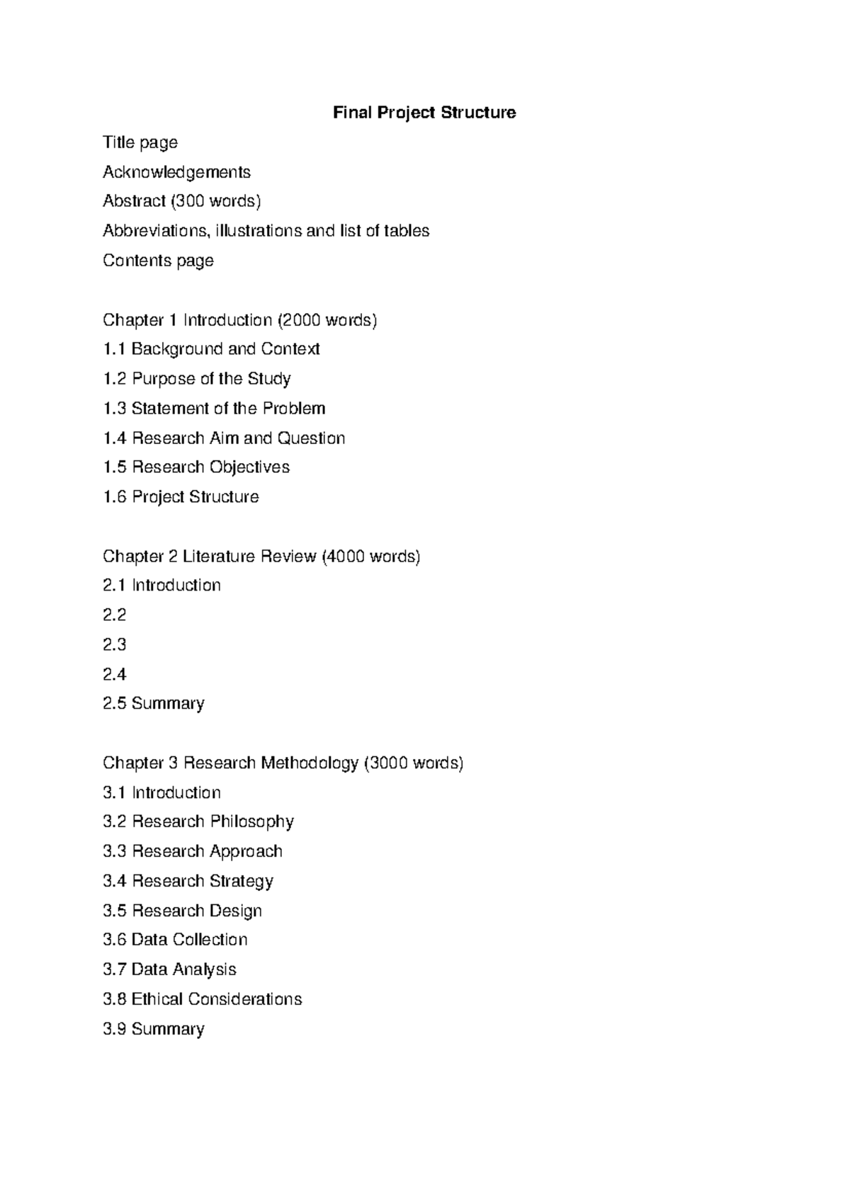 Final Project Structure - Final Project Structure Title page ...