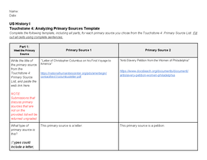US History I Touchstone 4 - Name: Date: US History I Touchstone 4 ...