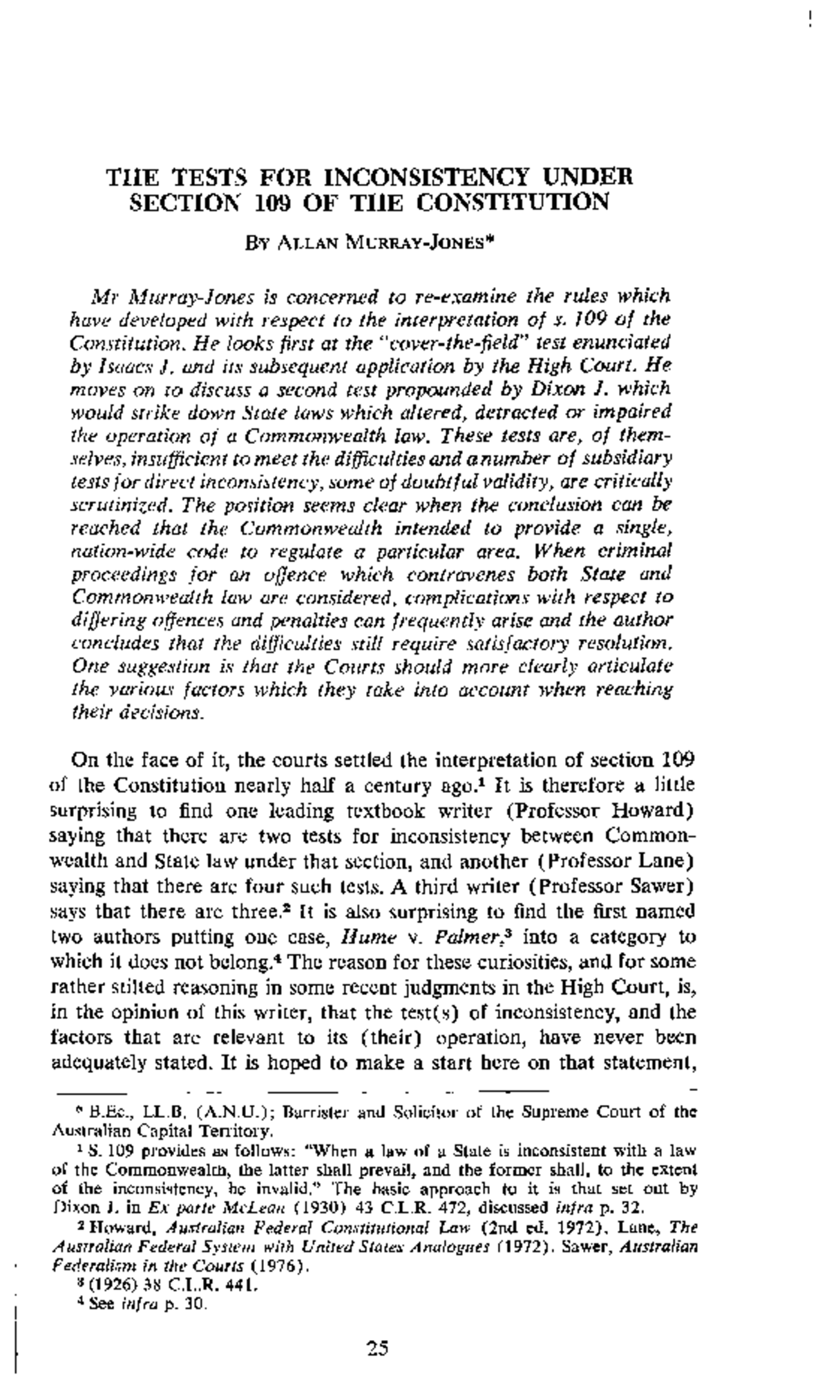 Inconsistencies - THE TESTS FOR INCONSISTENCY UNDER SECTION 109 OF THE ...