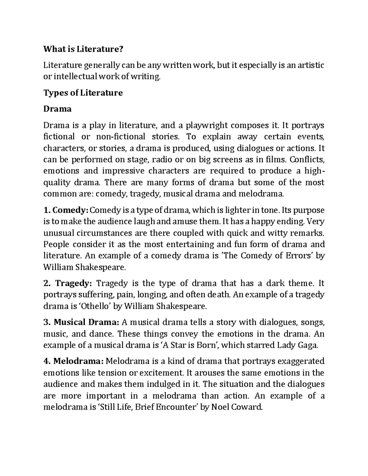 Notes - What is Literature? Literature generally can be any written ...