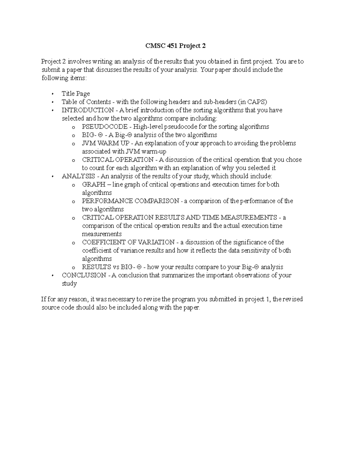 Project 2 Assigment2 Cmsc 451 Project 2 Project 2 Involves Writing