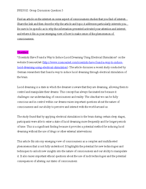 PPE3502-Module 1Notes - Module 1 Big Questions About Consciousness How ...