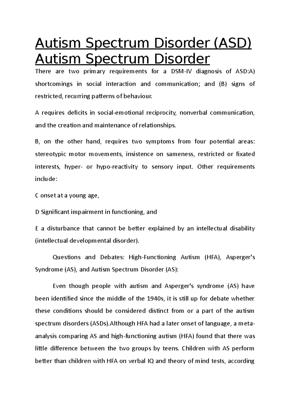 Autism Spectrum Disorder (ASD) Autism Spectrum Disorder - Autism ...