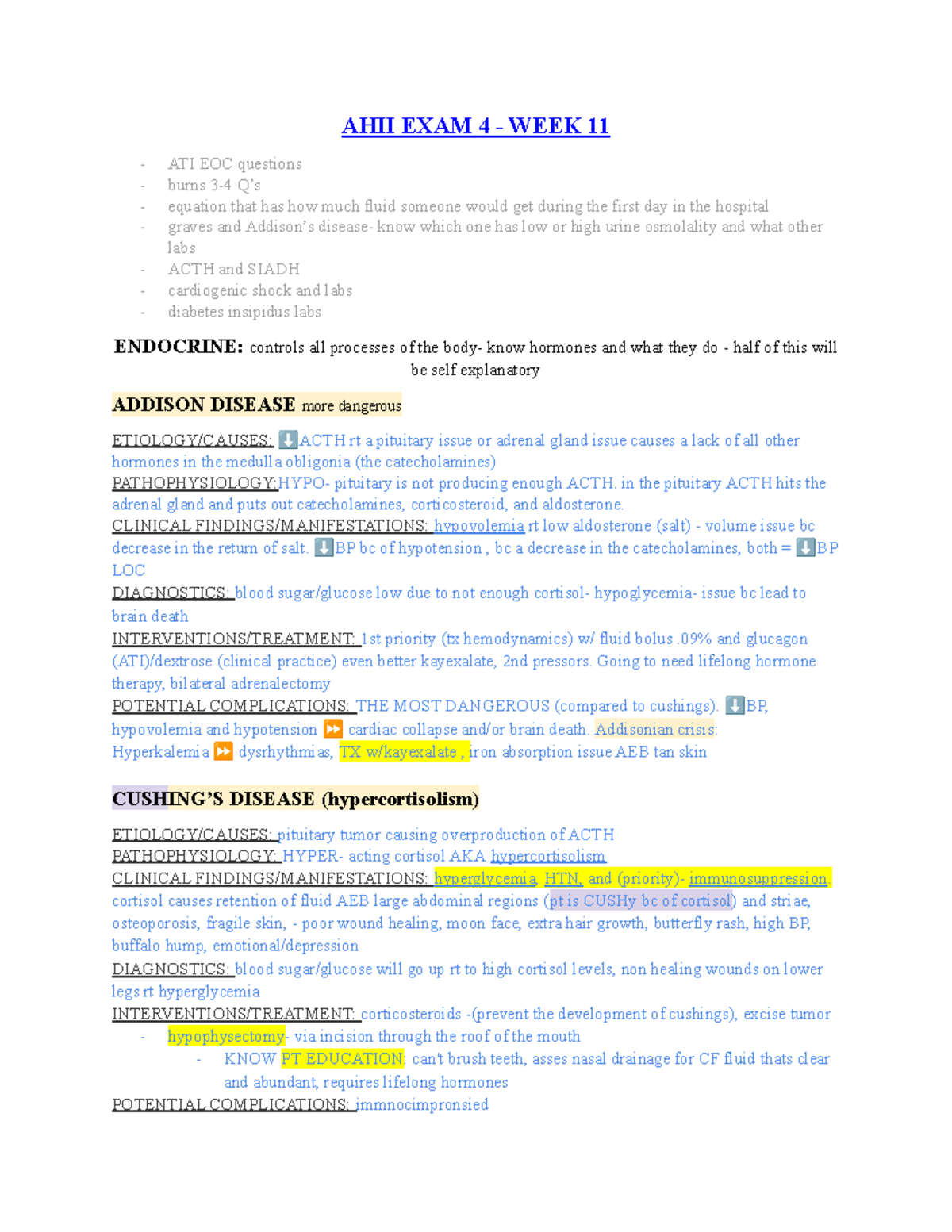 Exam 4 study guide - AHII EXAM 4 - WEEK 11 ATI EOC questions burns 3-4 ...