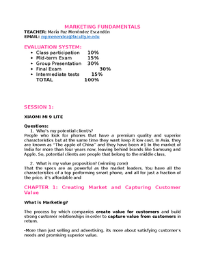 Marketing Fundamentals Notes - Marketing Fundamentals Session 1: Notes ...