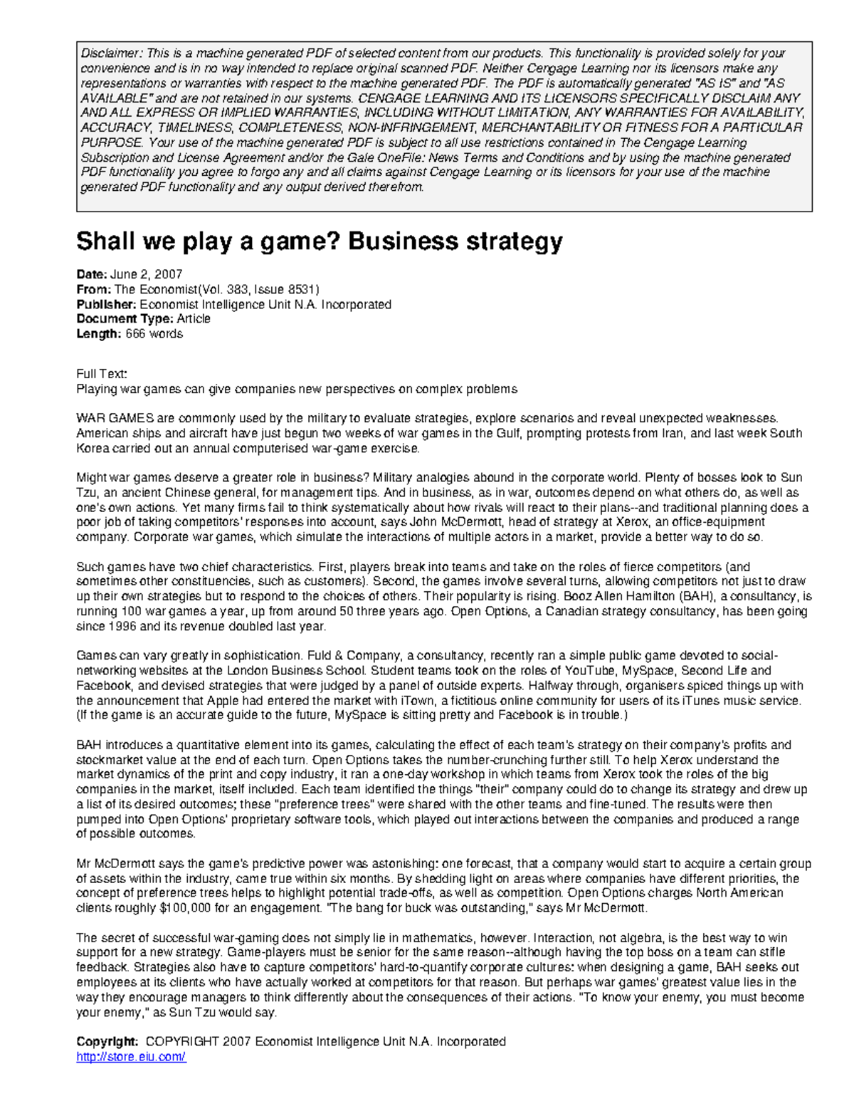 Shall we play a game Business - Disclaimer: This is a machine generated ...