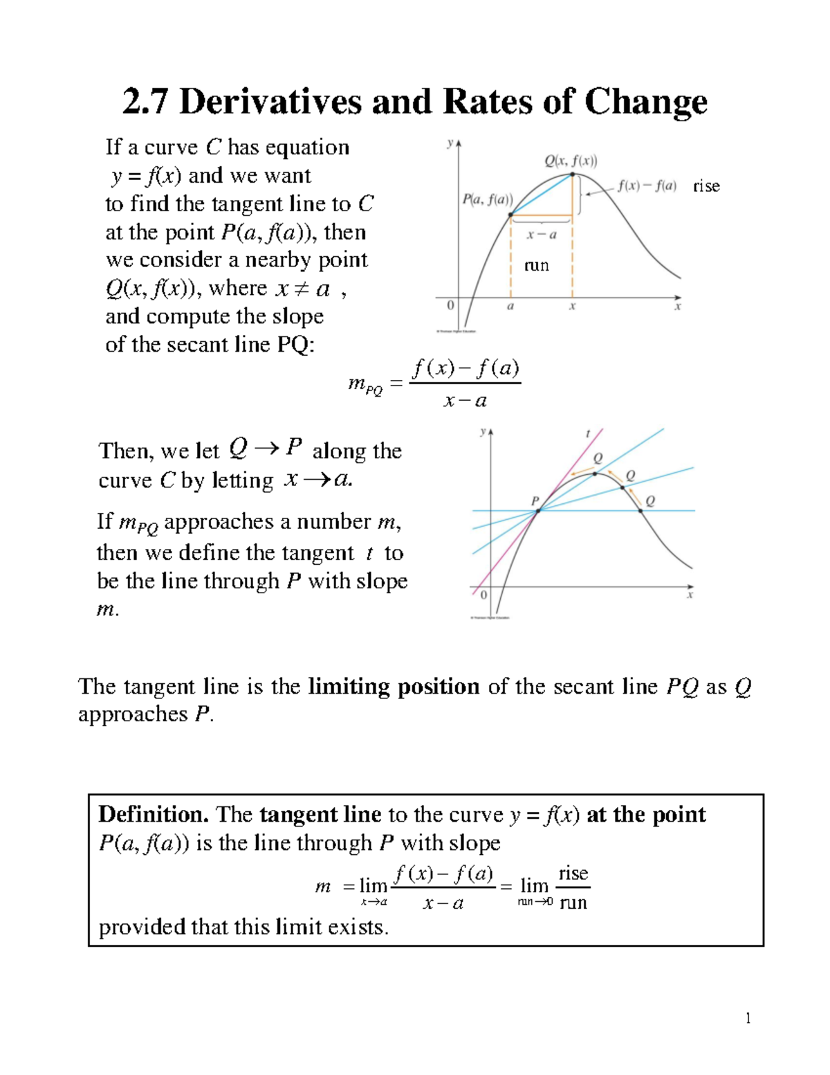 2 - calculus notes definition of derivative - 2. 7 Derivatives and ...