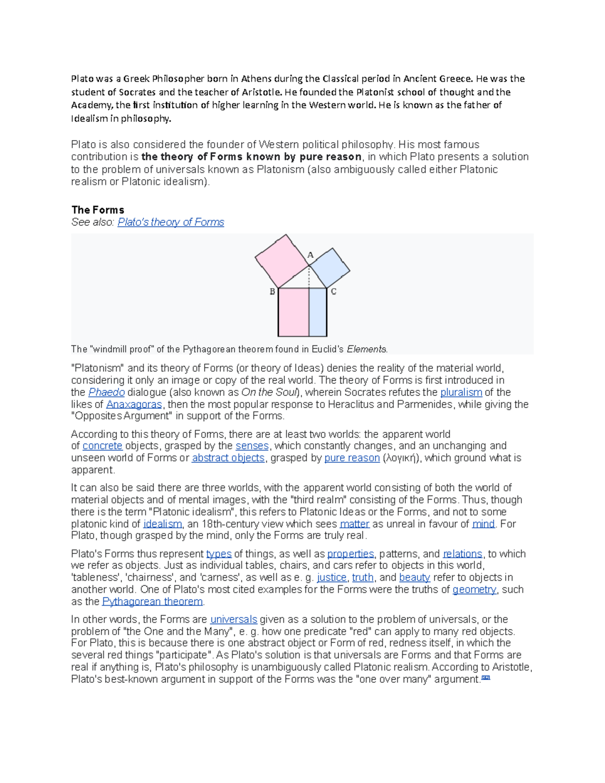 Plato was a Greek Philosopher born in Athens during the Classical ...