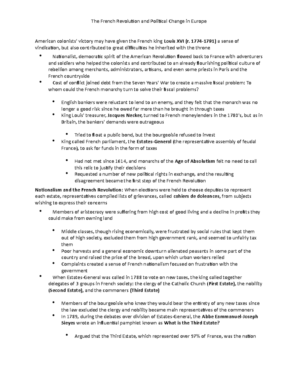 The French Revolution and Political Change in Europe - American ...