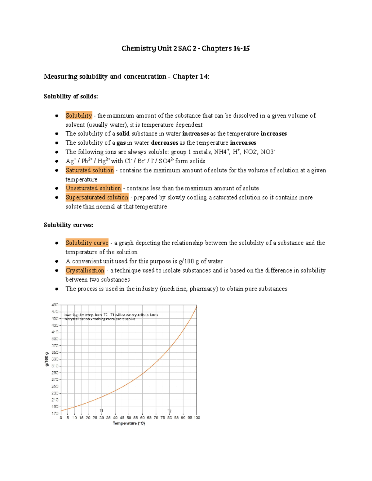 Chemistry Unit 2 SAC 2 - Sac 2 - Chemistry Unit 2 SAC 2 - Chapters 14 ...