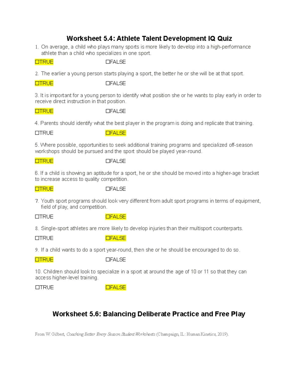 A5 Assignment - Core components of coaching - Worksheet 5: Athlete ...