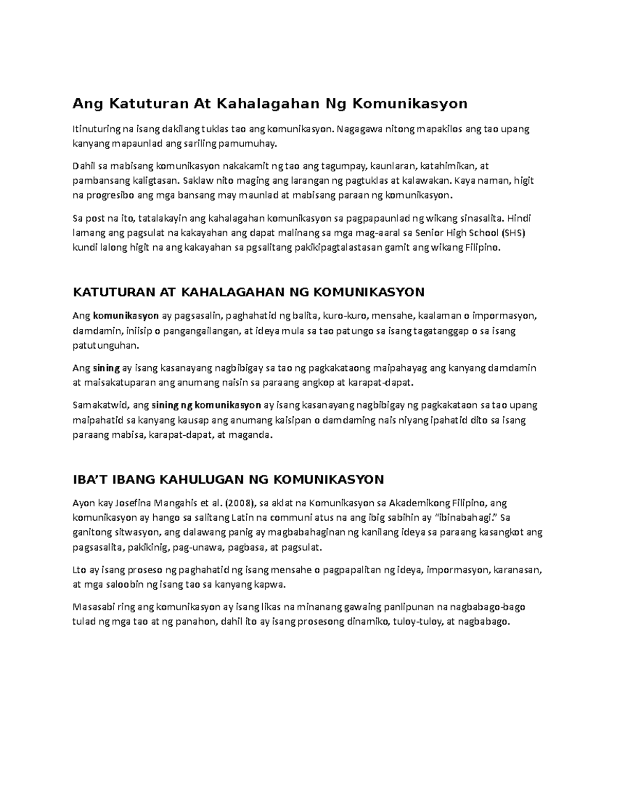 Group 3 Report SA Kompan 11 - Ang Katuturan At Kahalagahan Ng ...