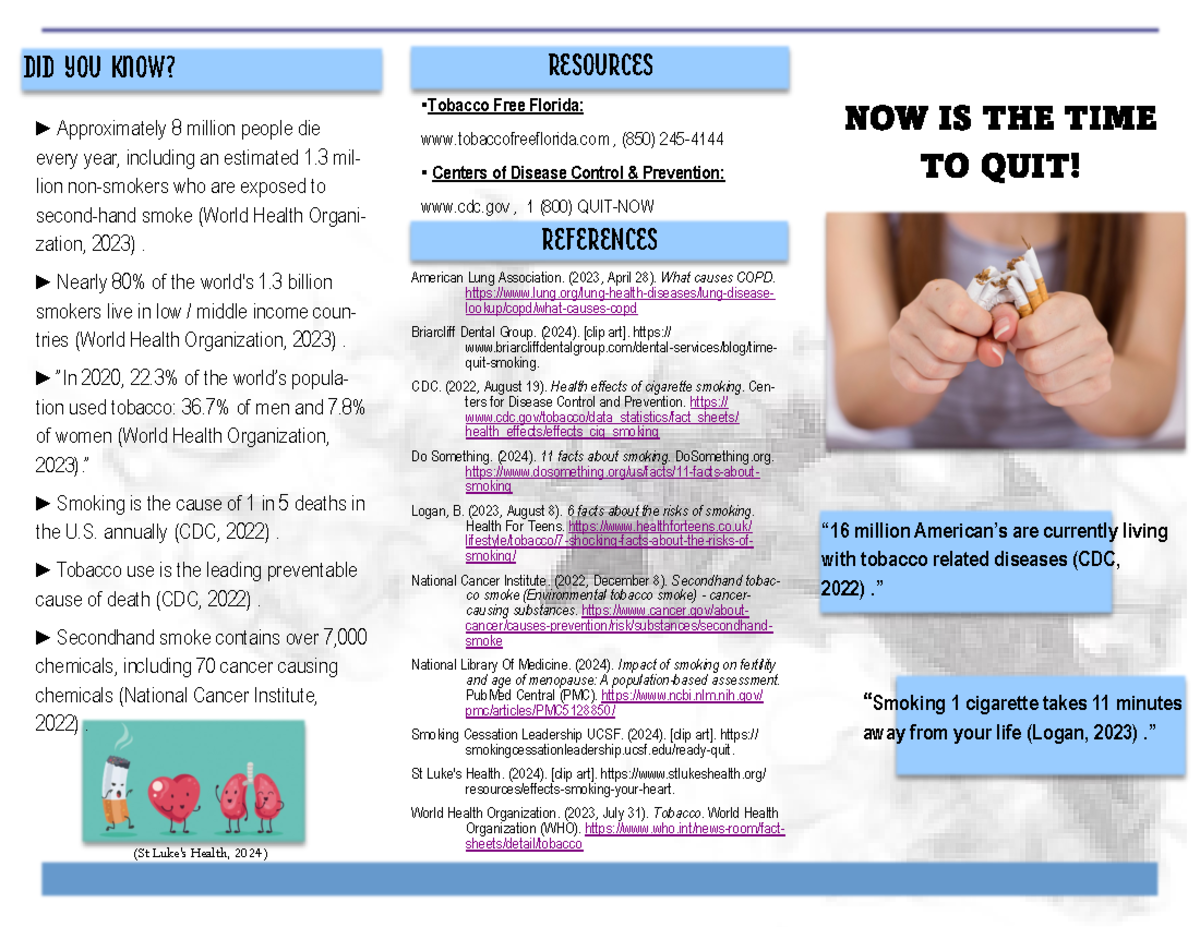 Smoking Education Brochure Final - NOW IS THE TIME TO QUIT! “16 million ...