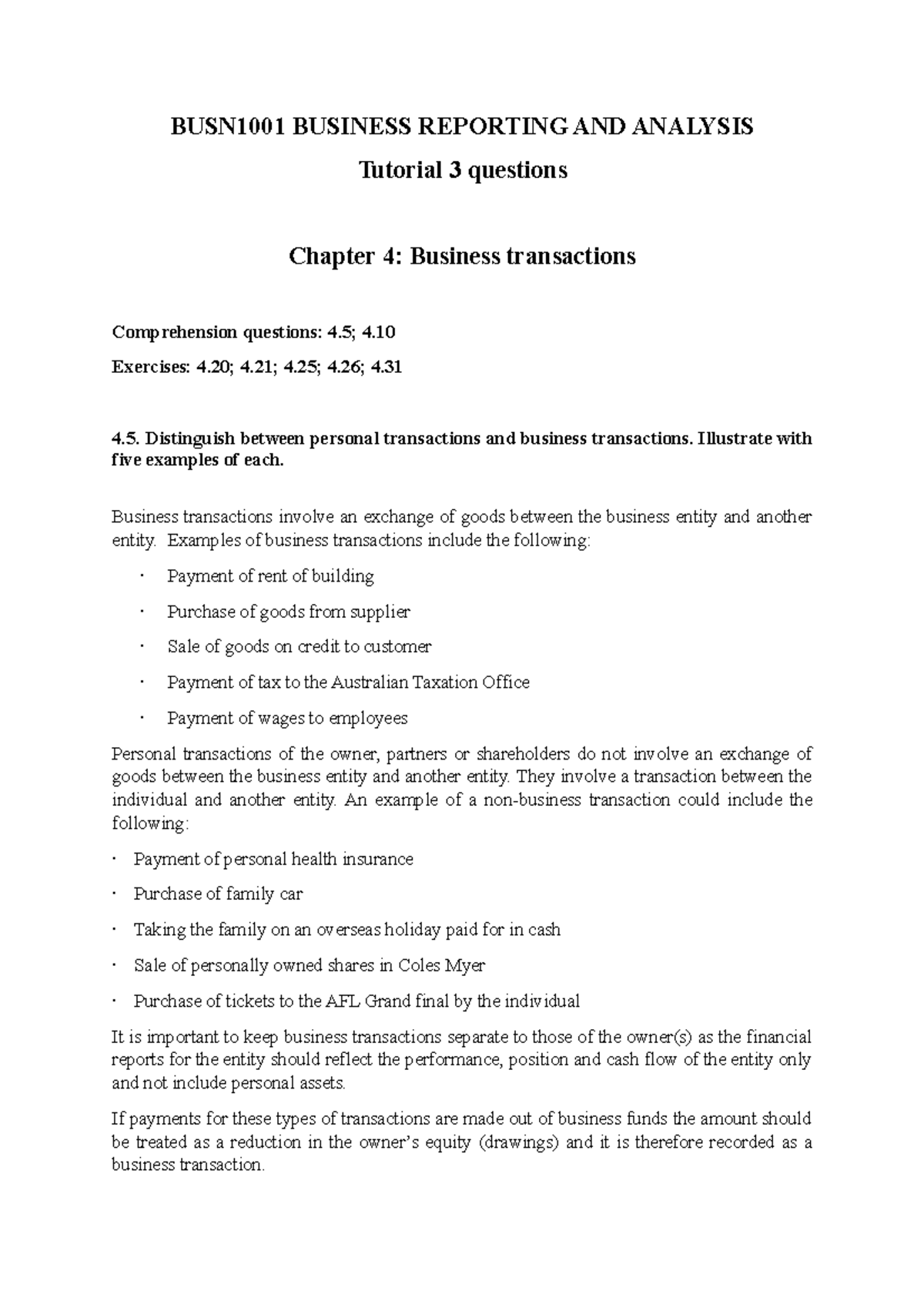 BUSN1001 S22019 Tutorial 3 discussion questions with answers - BUSN1001 ...