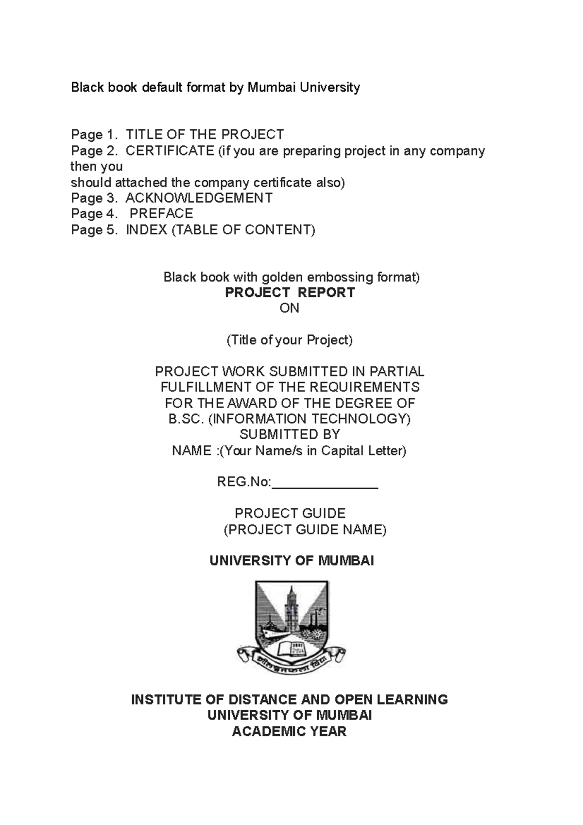 341492355 black book format by mumbai university - Black book default ...