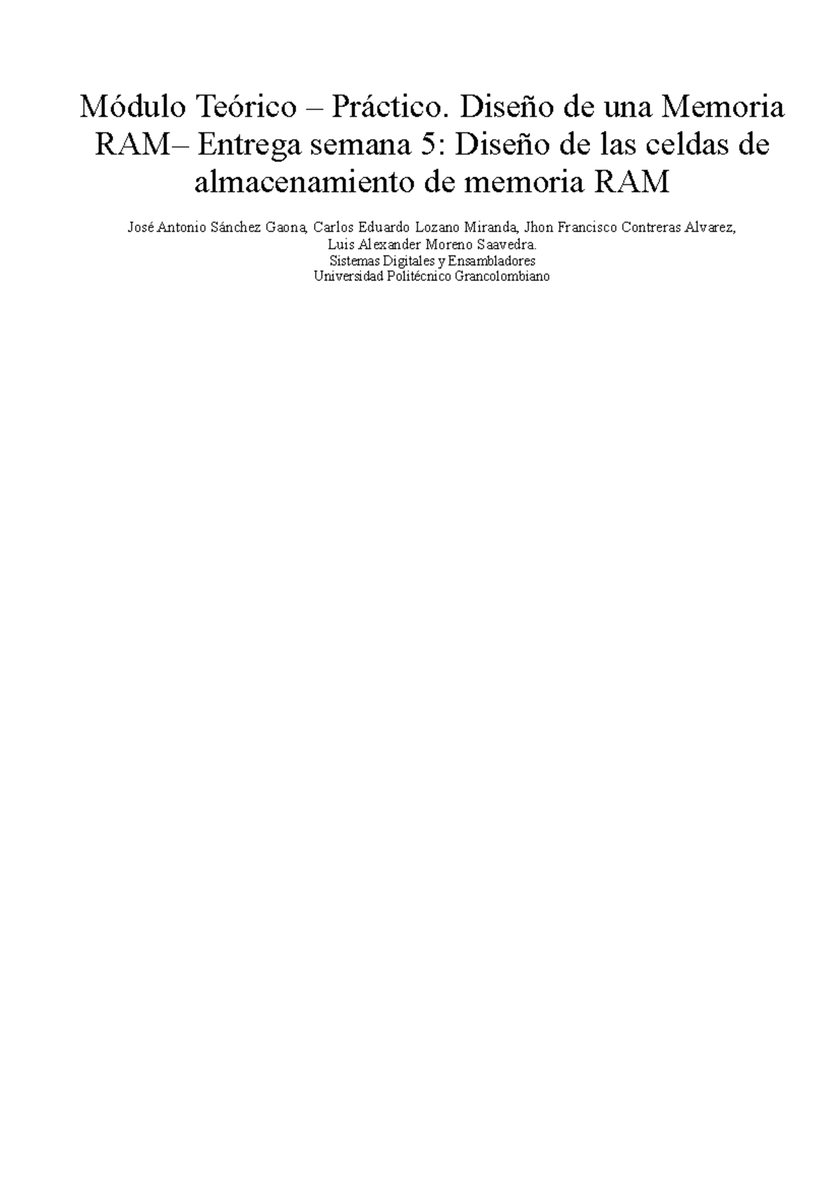 Pdfcoffee - CUalquier cosa - Módulo Teórico – Práctico. Diseño de una Memoria RAM– Entrega ...
