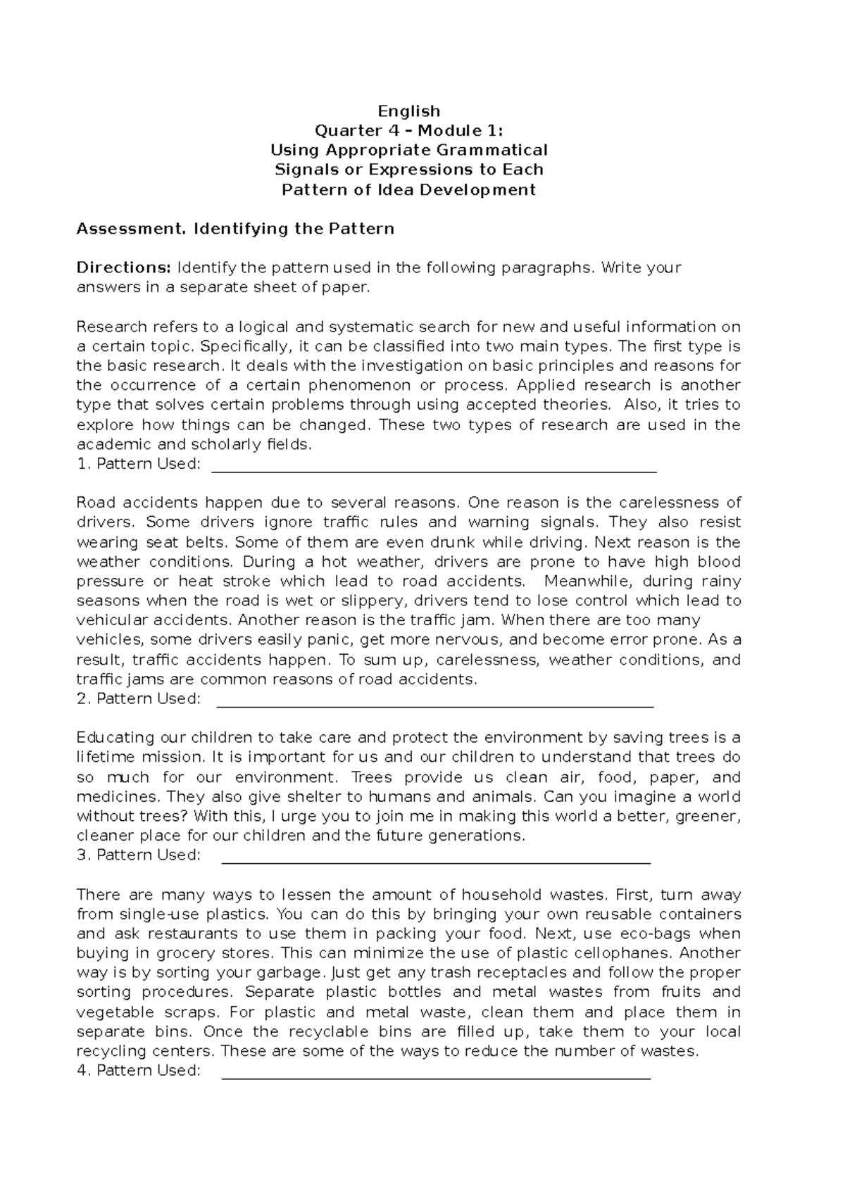 1 English 8 Worksheets - English Quarter 4 – Module 1: Using ...