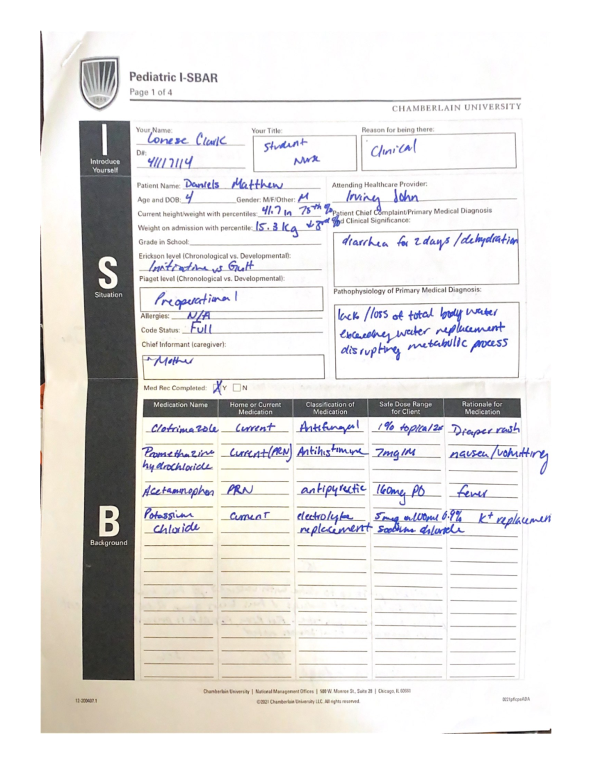 Pediatric I-SBAR (3) - ATI SBAR - NR328 - Studocu