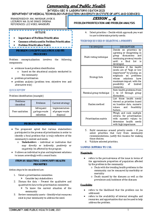 Assessment in Comm Health Nursing - FAR EASTERN UNIVERSITY Institute of ...