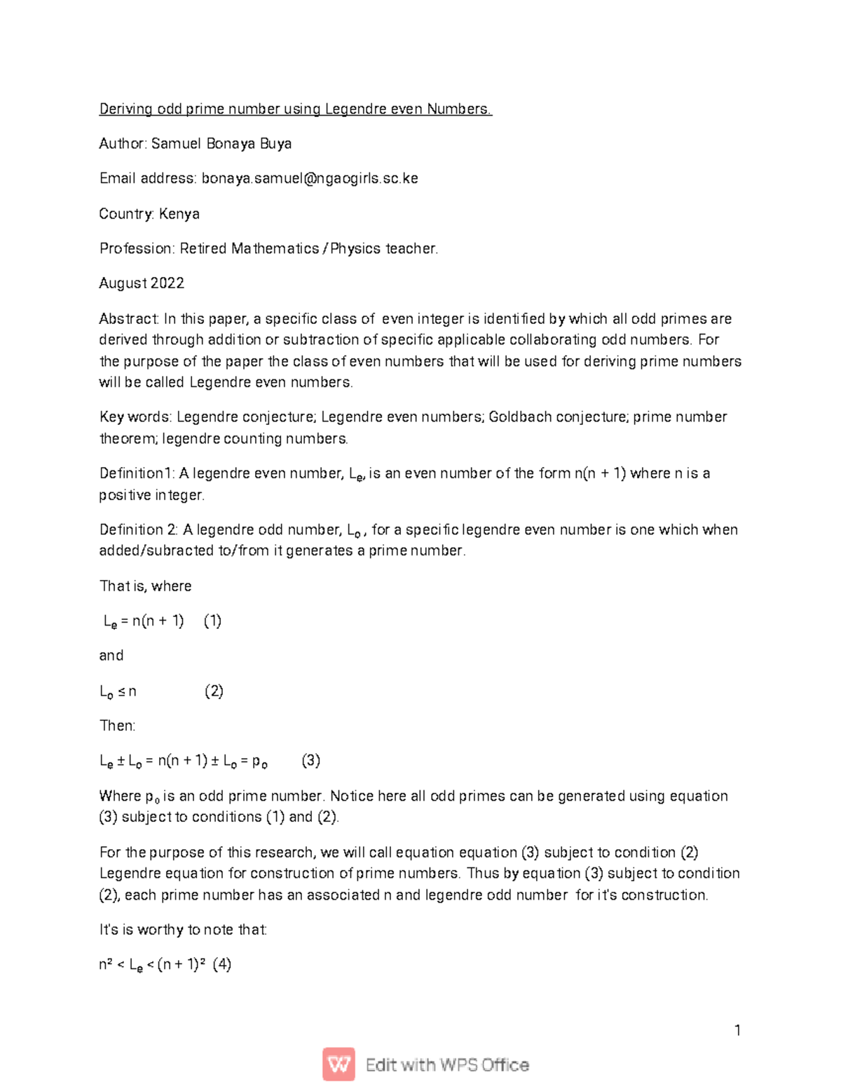 Legendreevennumbersfinalone - Deriving odd prime number using Legendre ...