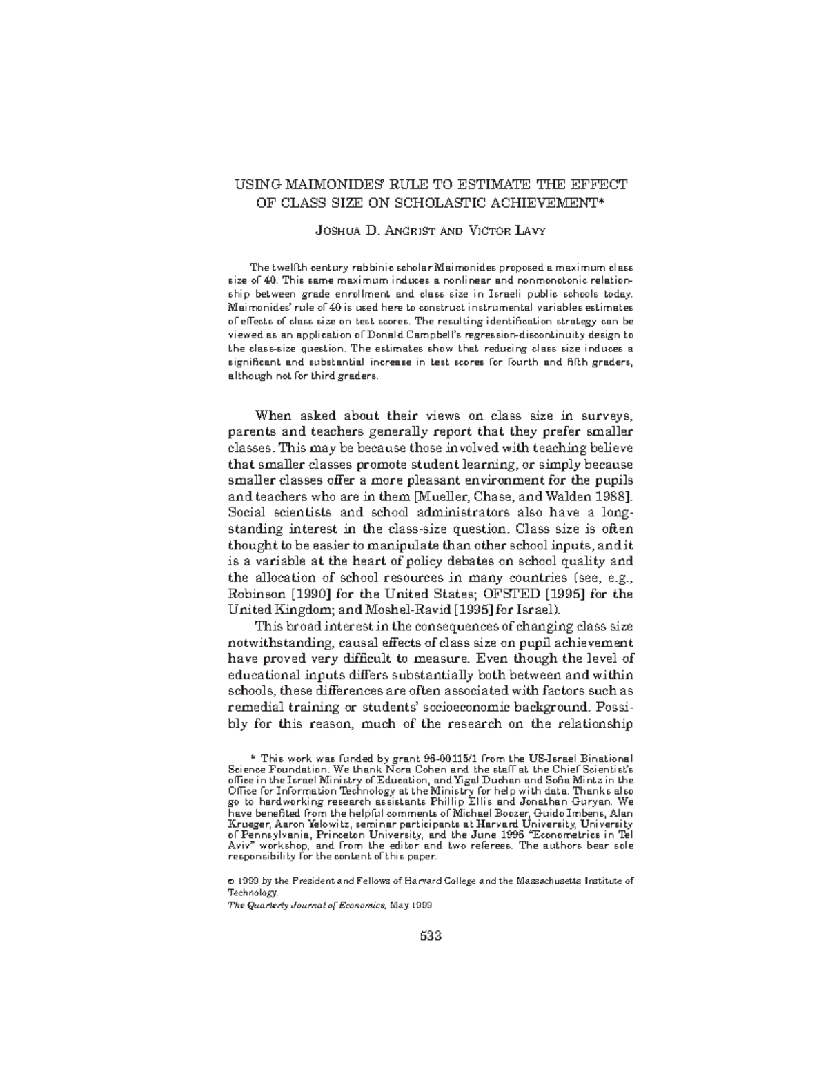 Paper Using Maimonides Rule To Estimate the Effect of Cl - USING ...