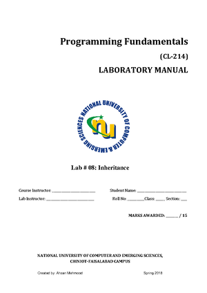 Lab 3 - task for c++ object oriented programming - NATIONAL UNIVERSITY OF COMPUTER AND EMERGING ...