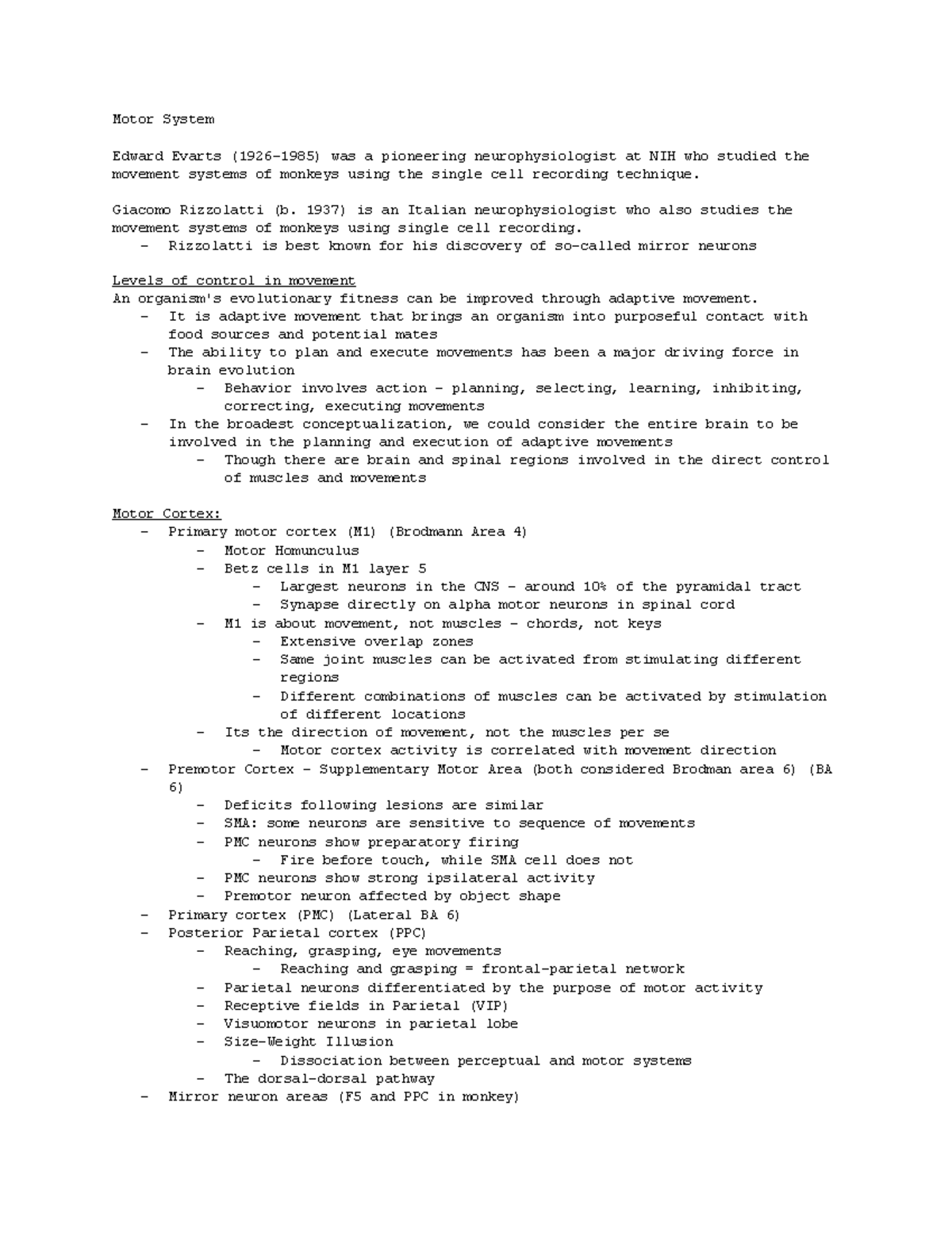 Lecture The Motor System - Motor System Edward Evarts (1926-1985) was a ...